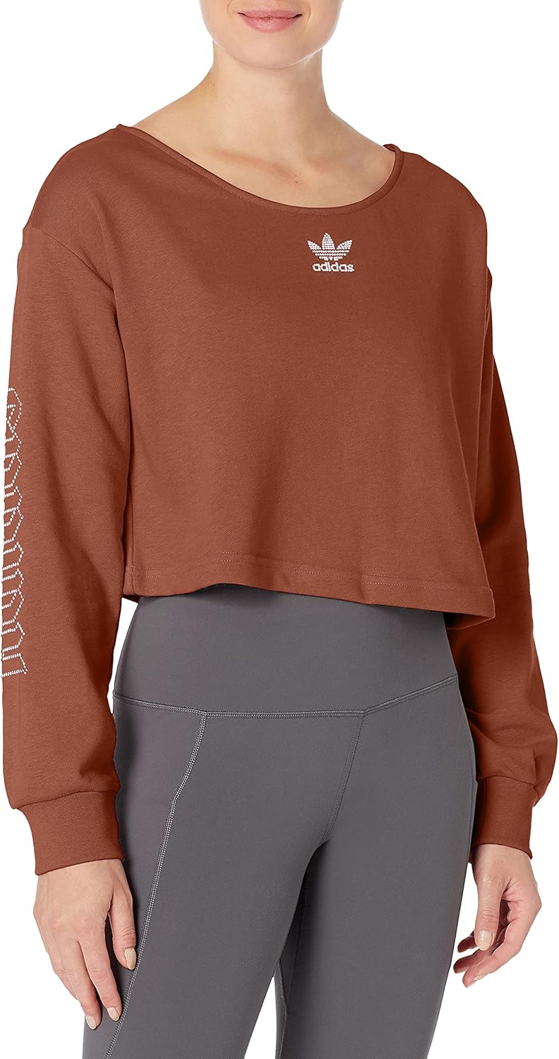 adidas Originals Women's Slouchy Crew , Earth Brown, Small at Amazon ...