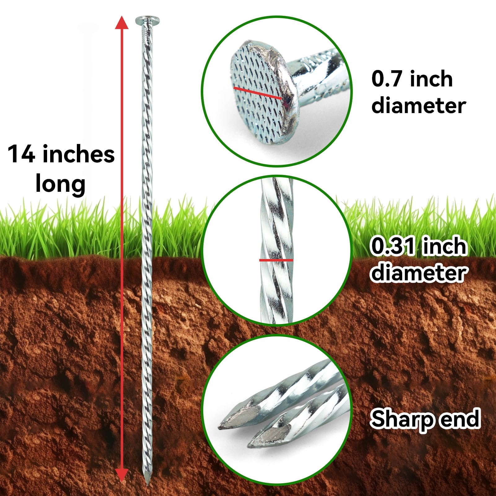 Snapklik.com : EISENSP Extra-Long 14 Inch Spiral Landscape Stakes ...