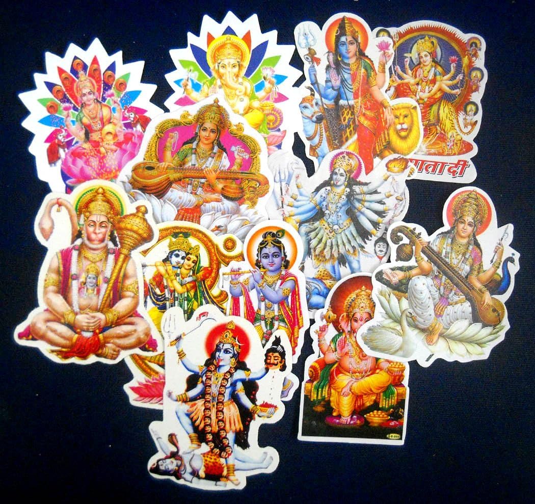 India Crafts Wholesale lot of 20 Small Hindu Gods stickers (Size - 4 ...