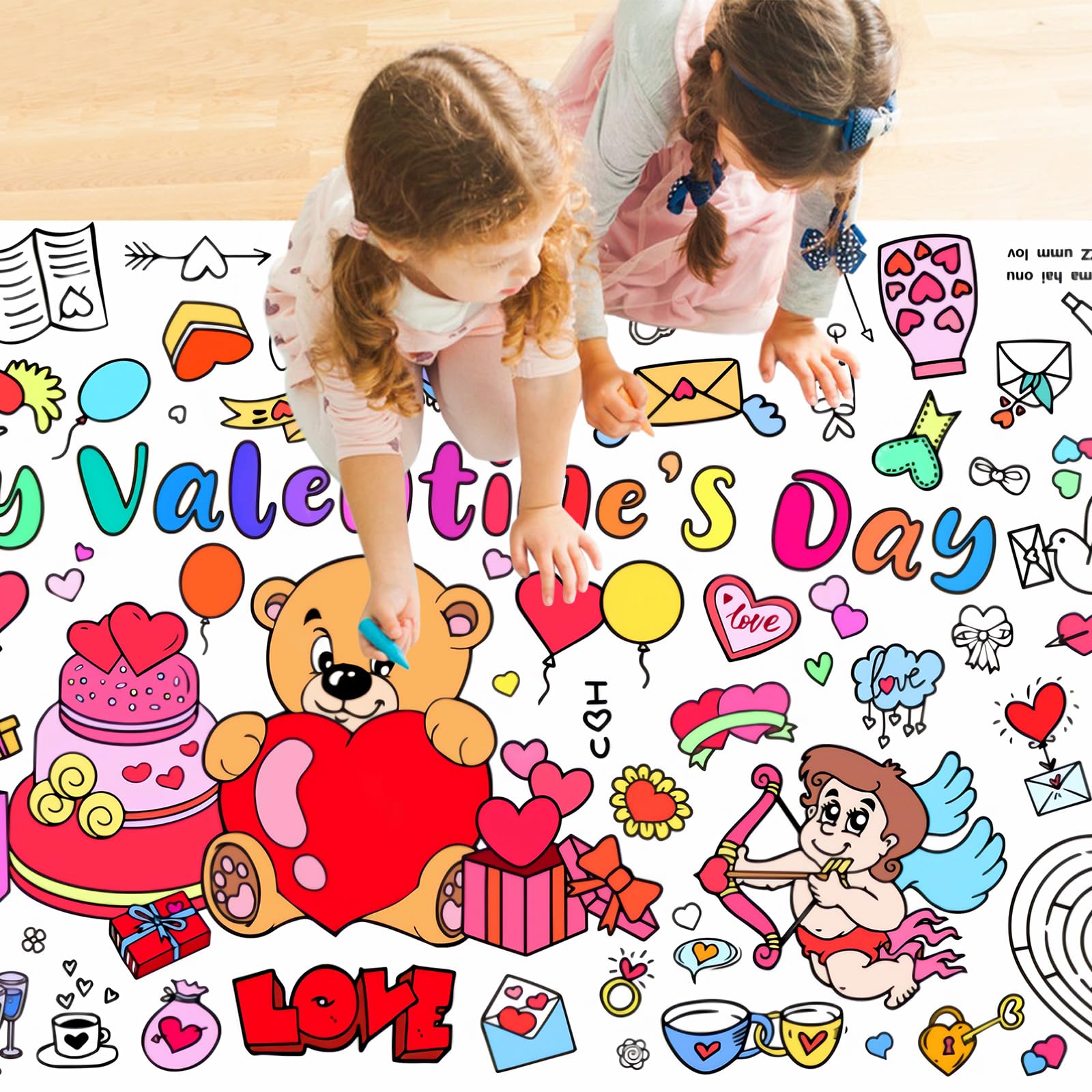 Snapklik.com : Happy Valentines Day Coloring Poster, Giant Valentines ...