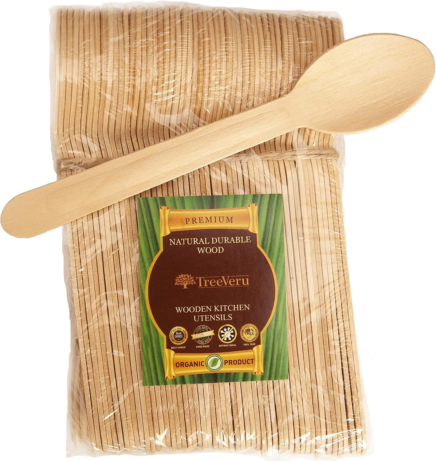 Amazon.com: TREEVERU Eco Friendly Wooden Disposable Spoons 6.4 ...