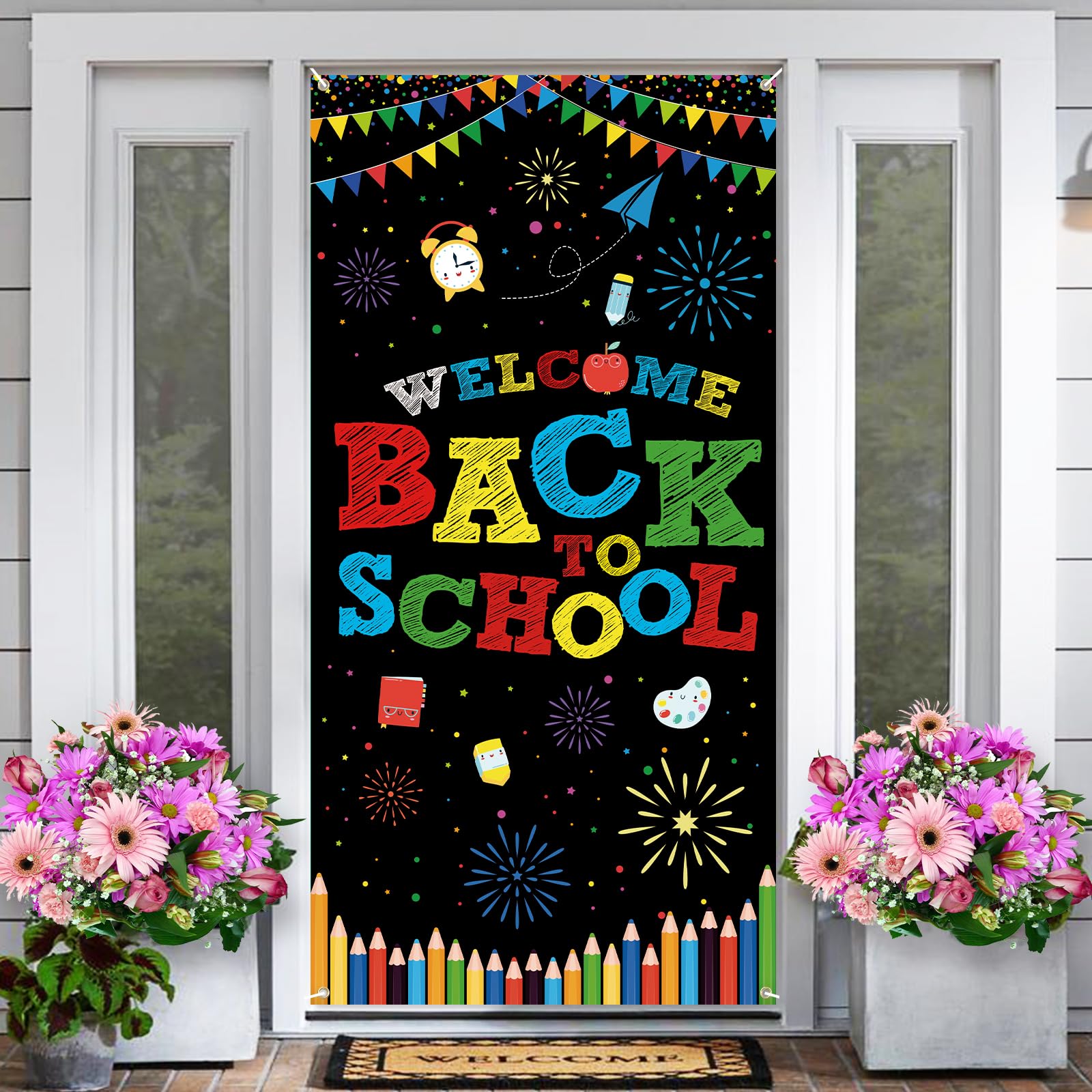 Amazon.com: Arosche Back to School Decorations Banner Door Cover 6x2.9 ...