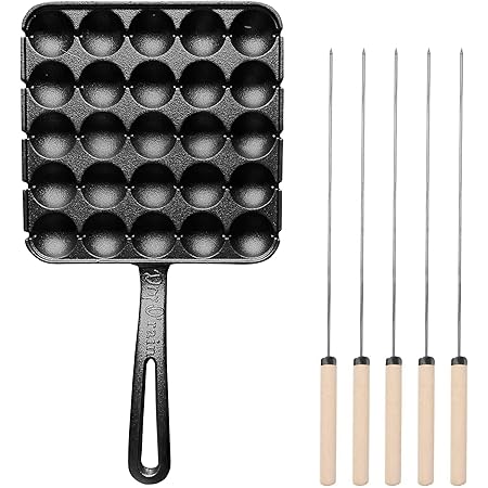 Amazon.com: Drop O Rain XL 25 Hole Large Takoyaki Pan w/ 5 Needles ...
