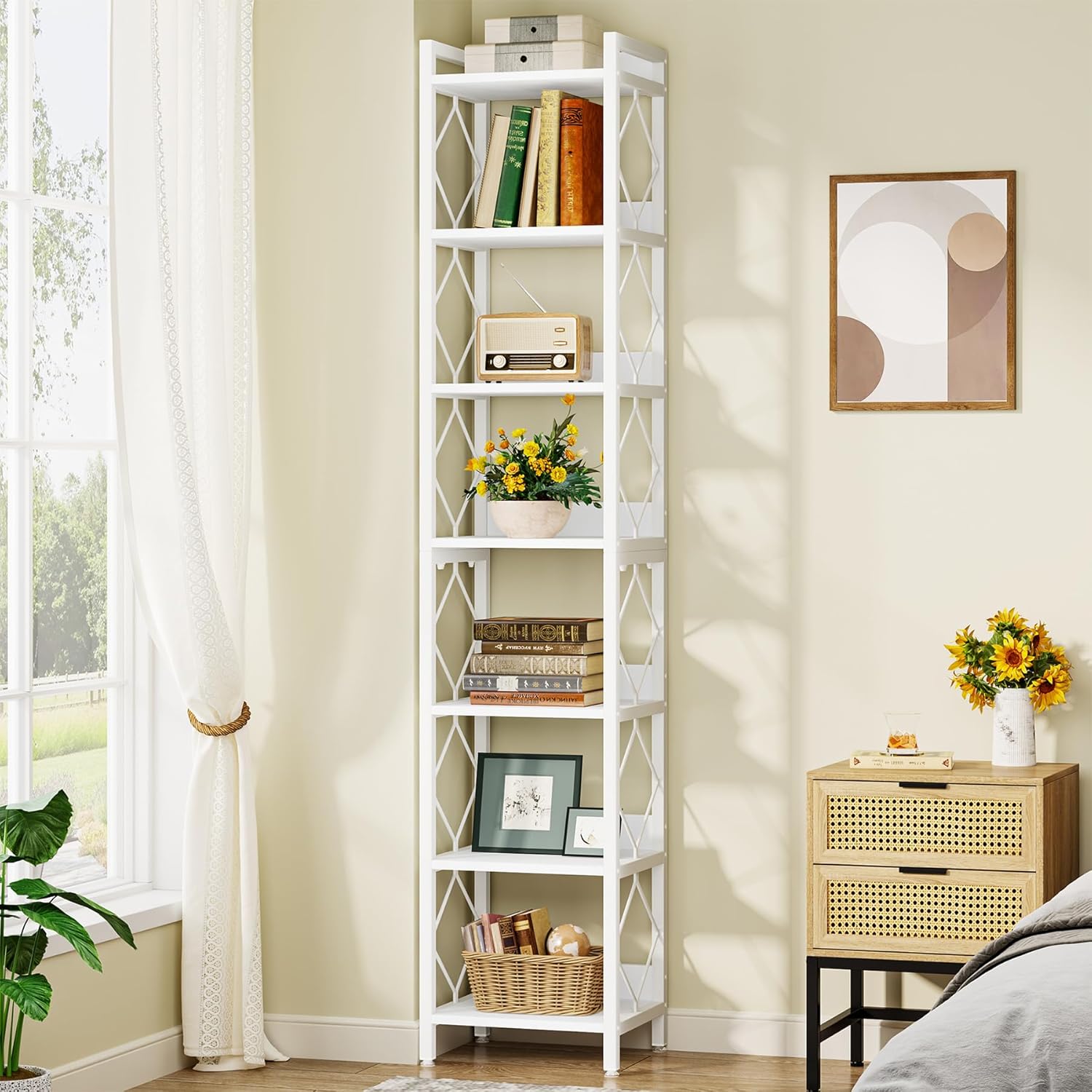 Amazon.com: Tribesigns 78.7 Inch Extra Tall Narrow Bookshelf, 7 Tier ...