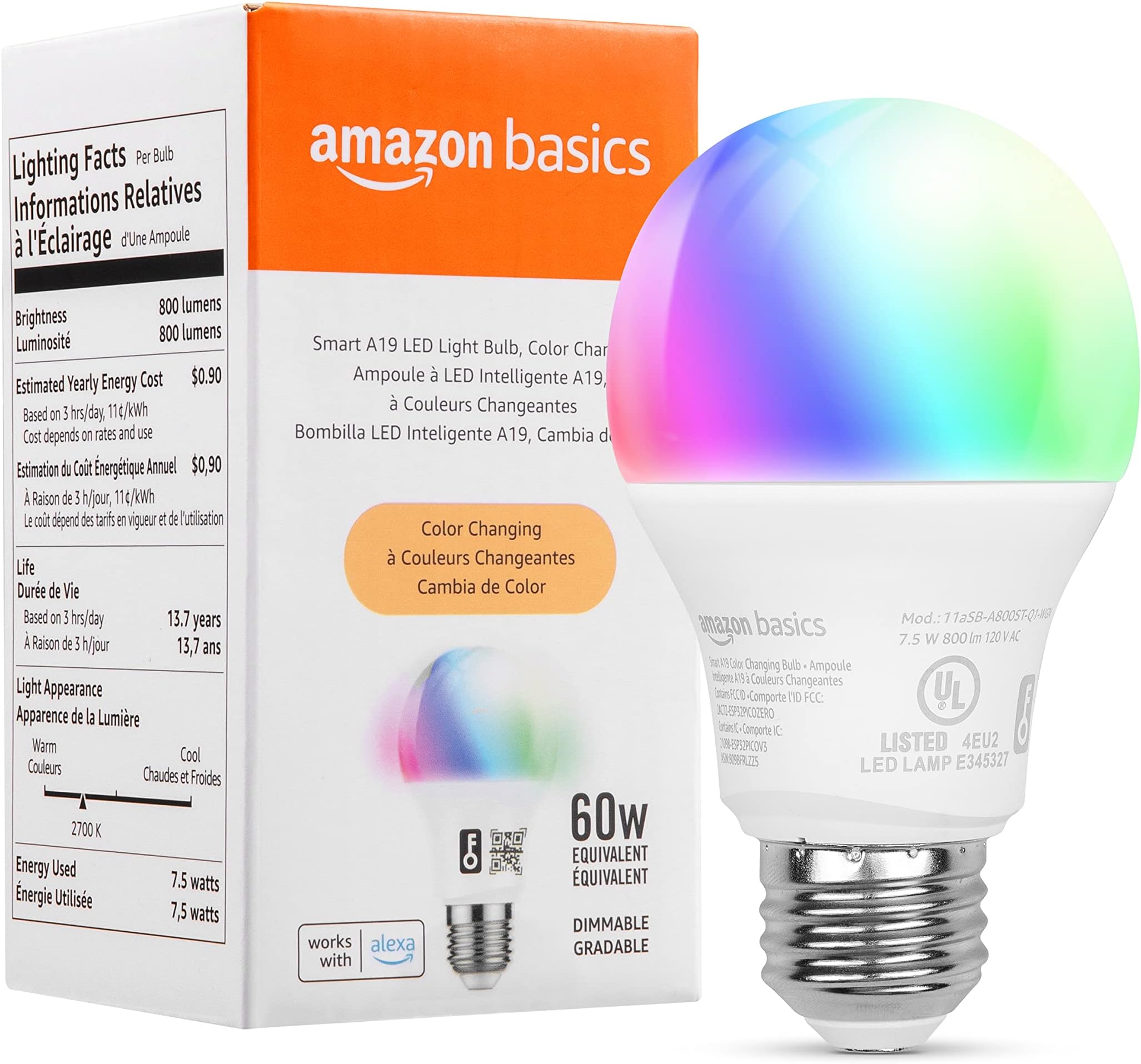 LEGELITE LED Smart Light Bulb, E26 7W WiFi Light Bulbs 2700K to 6500K ...