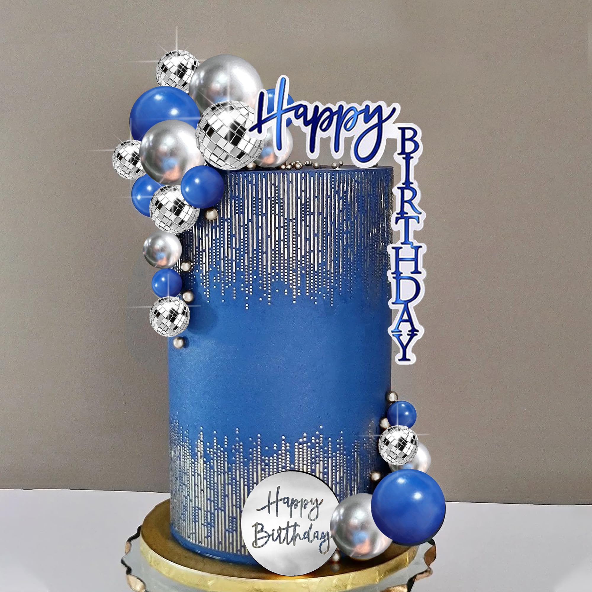 Snapklik.com : Man Cake Topper Blue Silver Disco Ball Boho Cake Topper ...
