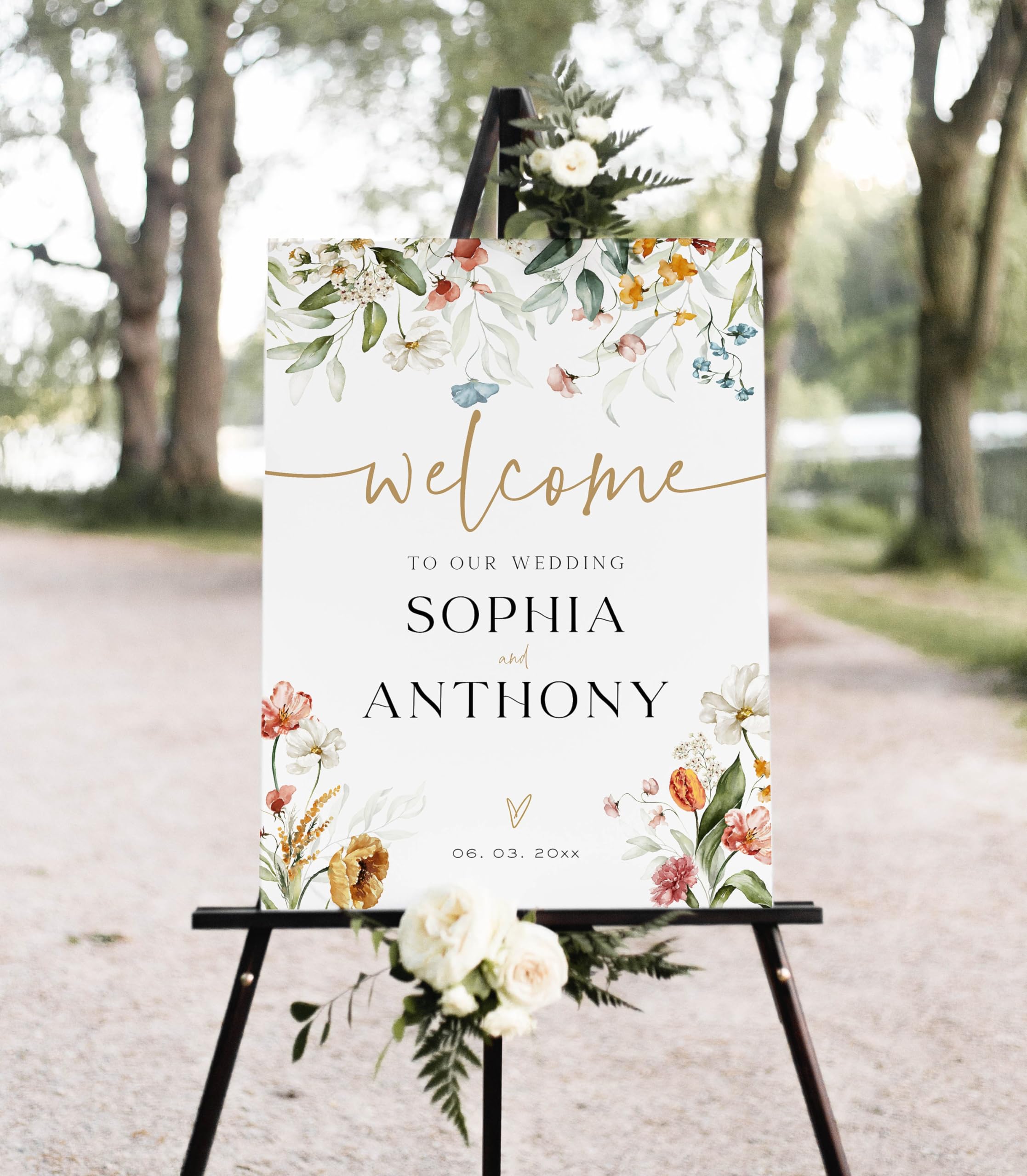 Amazon.com: Wildflower Wedding Welcome Sign, Welcome Wedding Sign ...