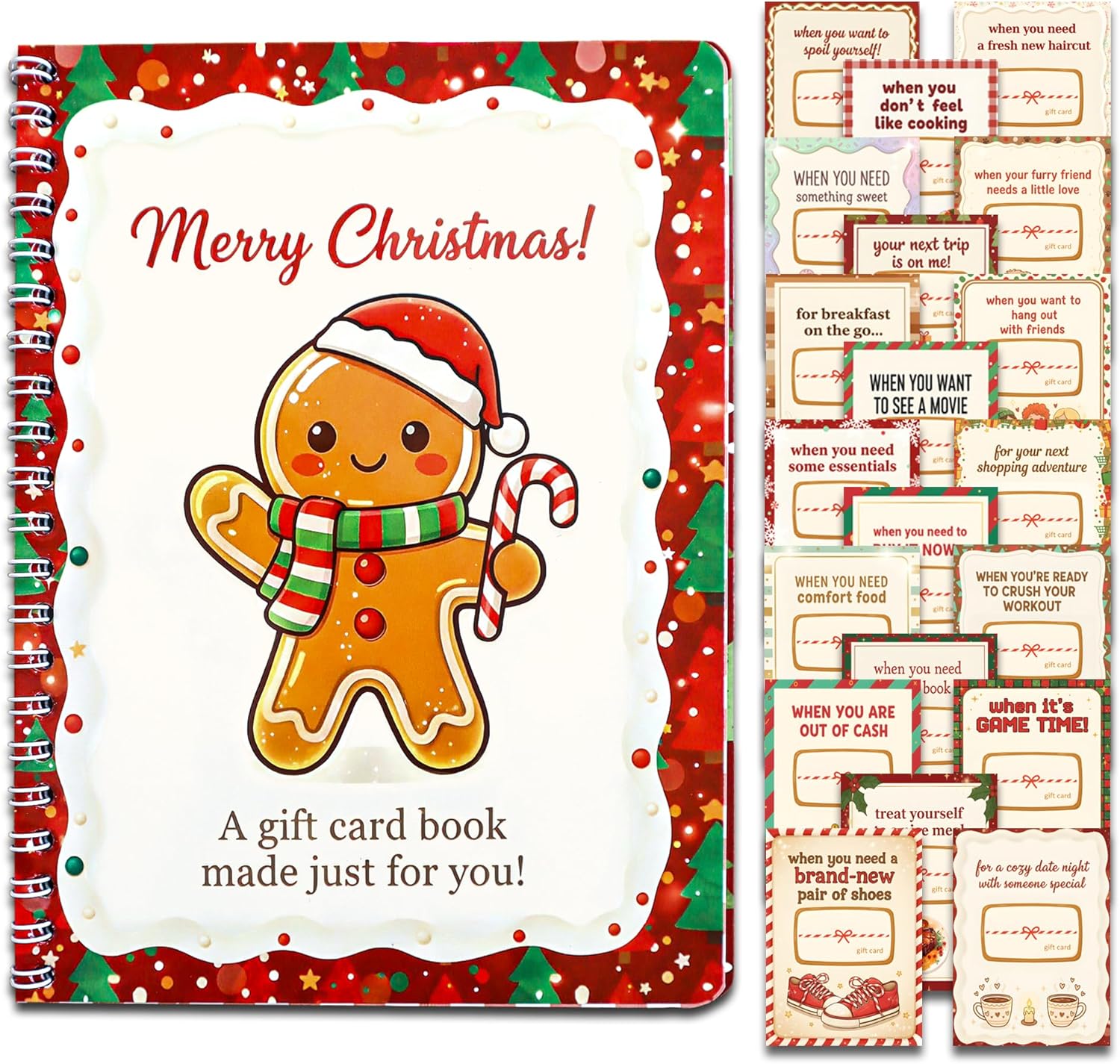 Amazon.com: LINHARA Christmas Gingerbread Gift Card Book, 20-Page ...