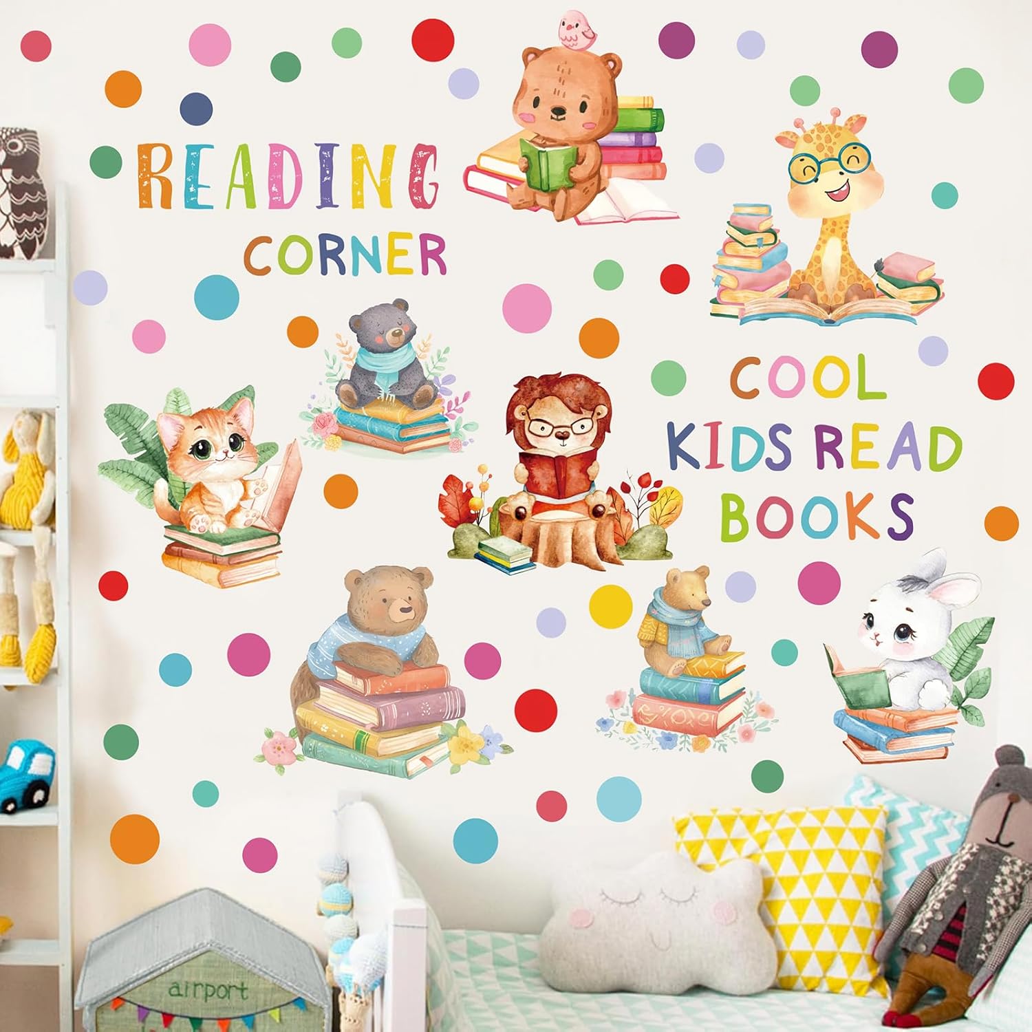 Amazon.com: Ausril Reading Corner Decor,Reading Books Wall Decals ...