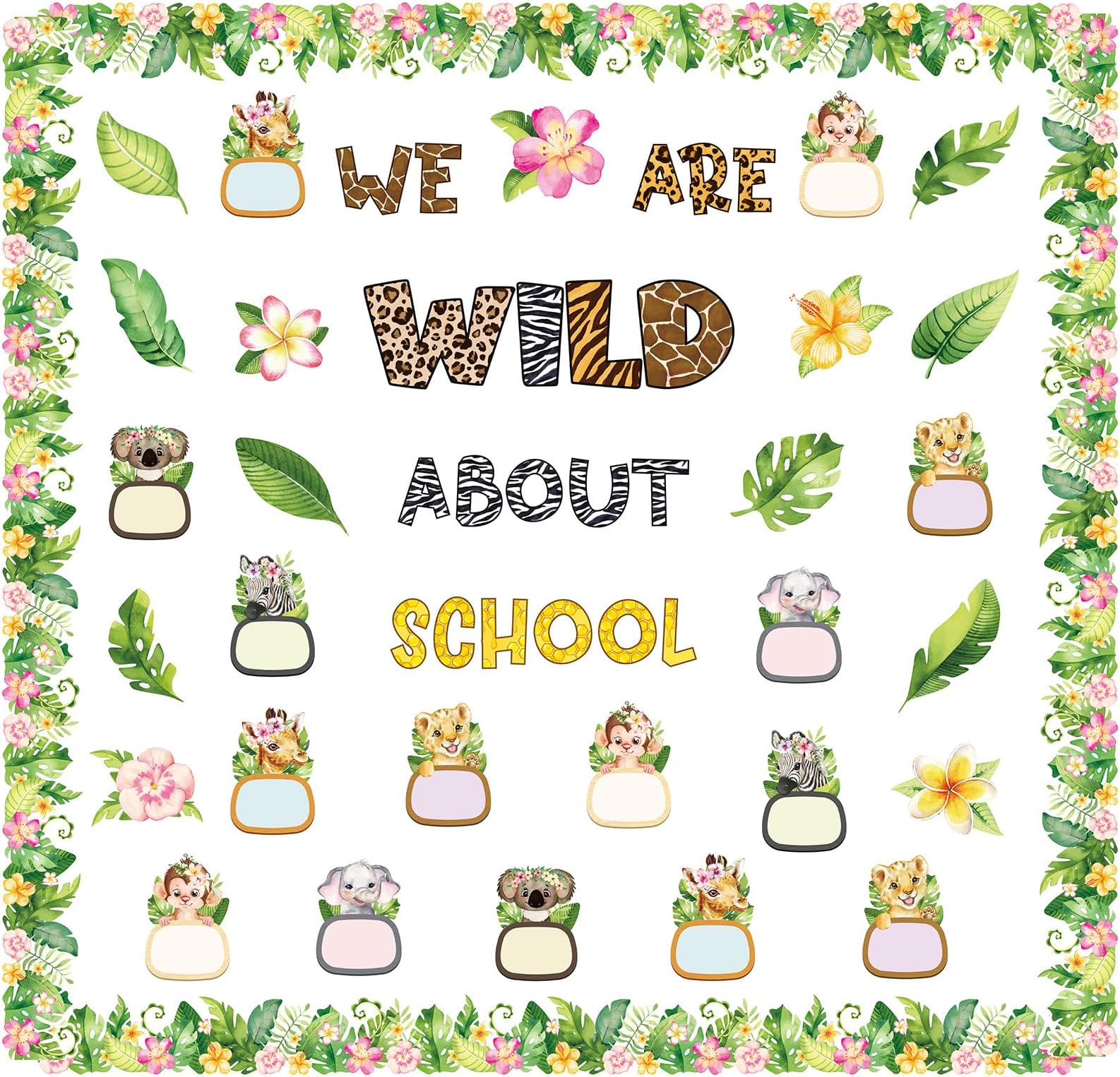 Amazon.com: Ireer 70 Pcs Simply Animals Cutouts Black and White Safari ...