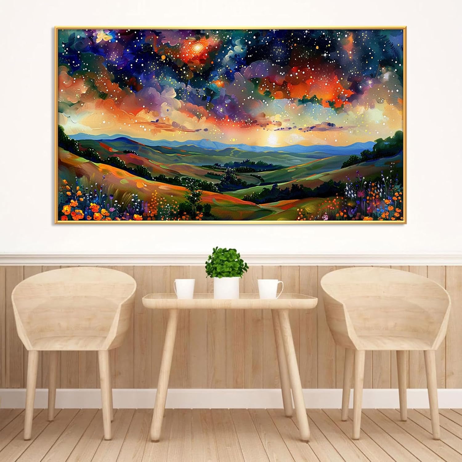 Amazon.com: Starry Night Canvas Wall Art, Night Sky Wall Art, Colorful ...