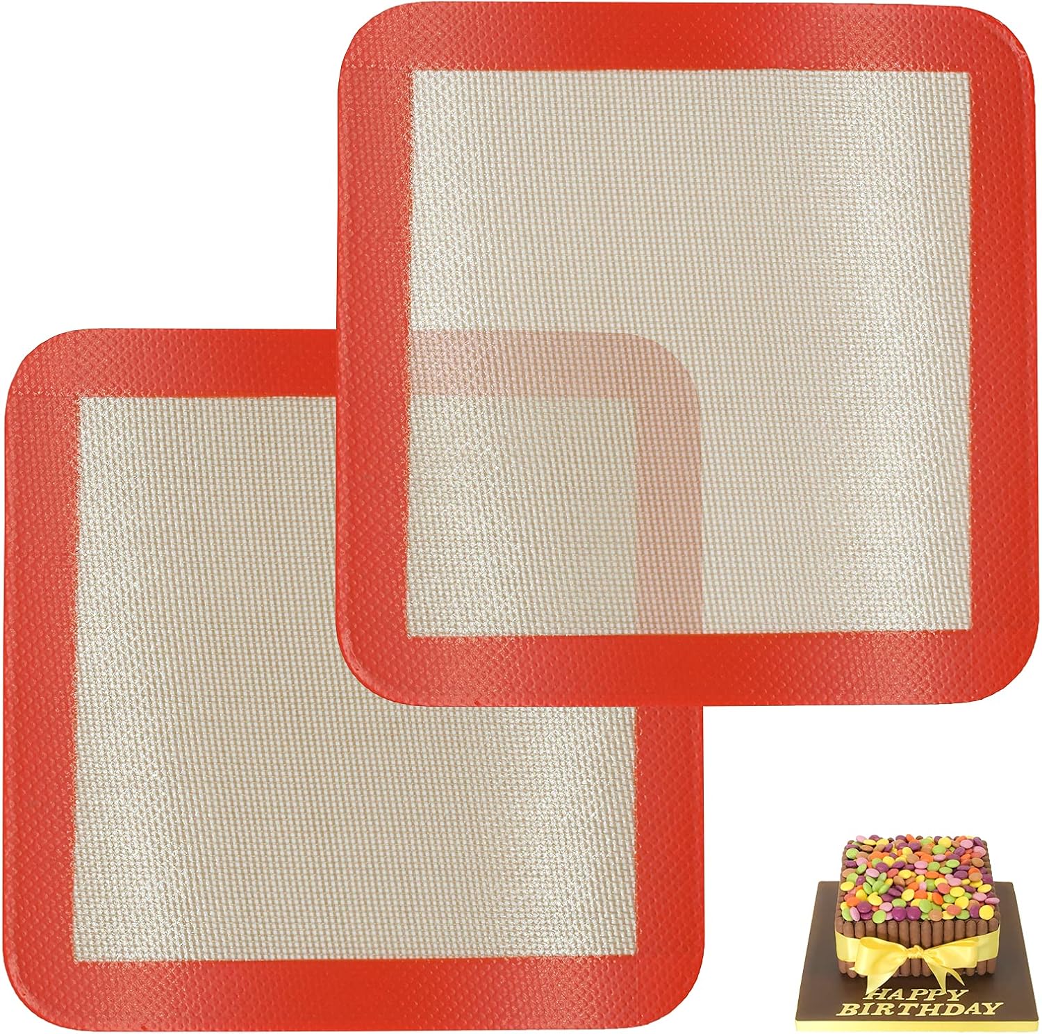 Amazon.com: Square Silicone Baking Mats for 9 Inch Cake Pan, 8.5" Food ...