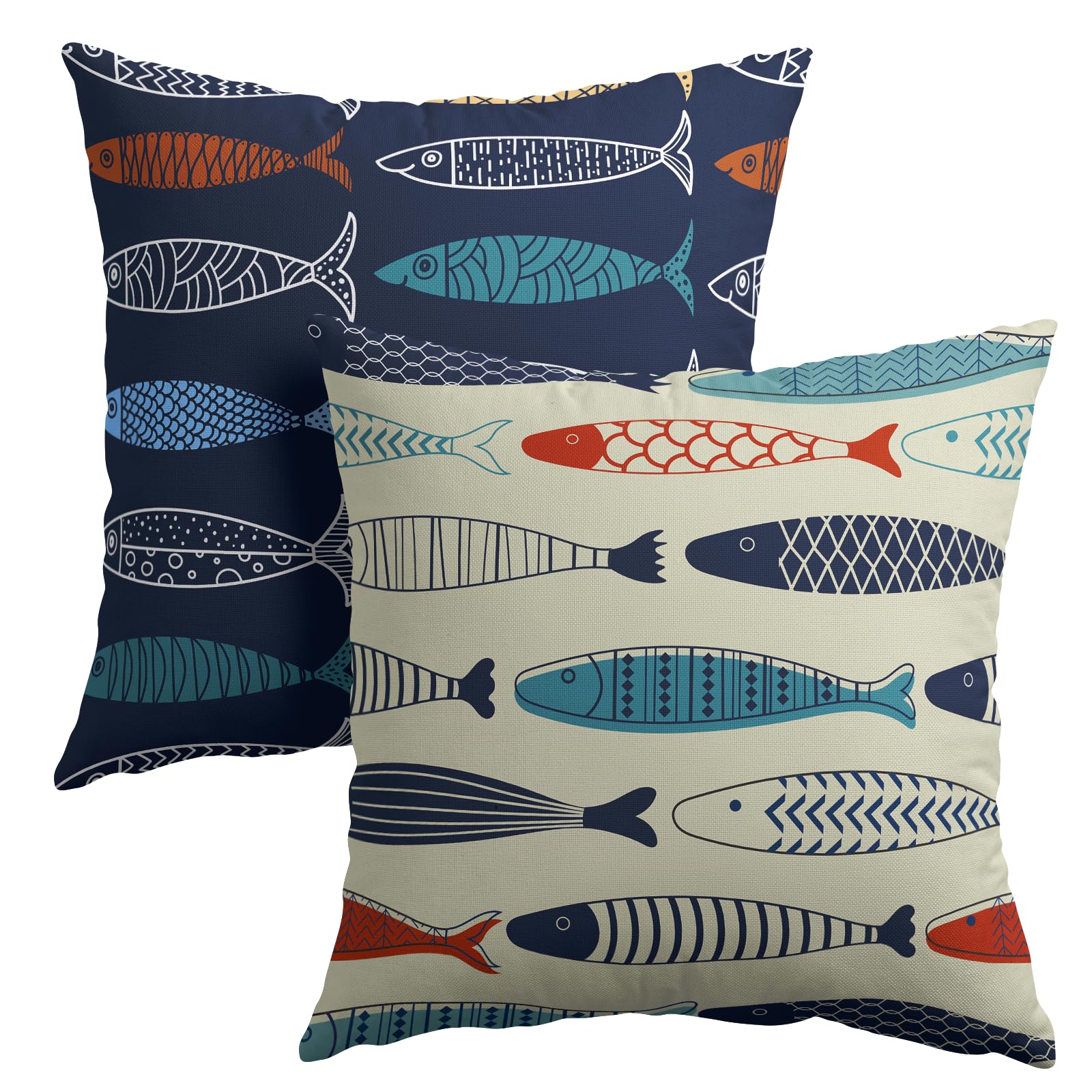 Amazon.com: Fish Throw Pillow Covers Decorative Cotton Linen ...