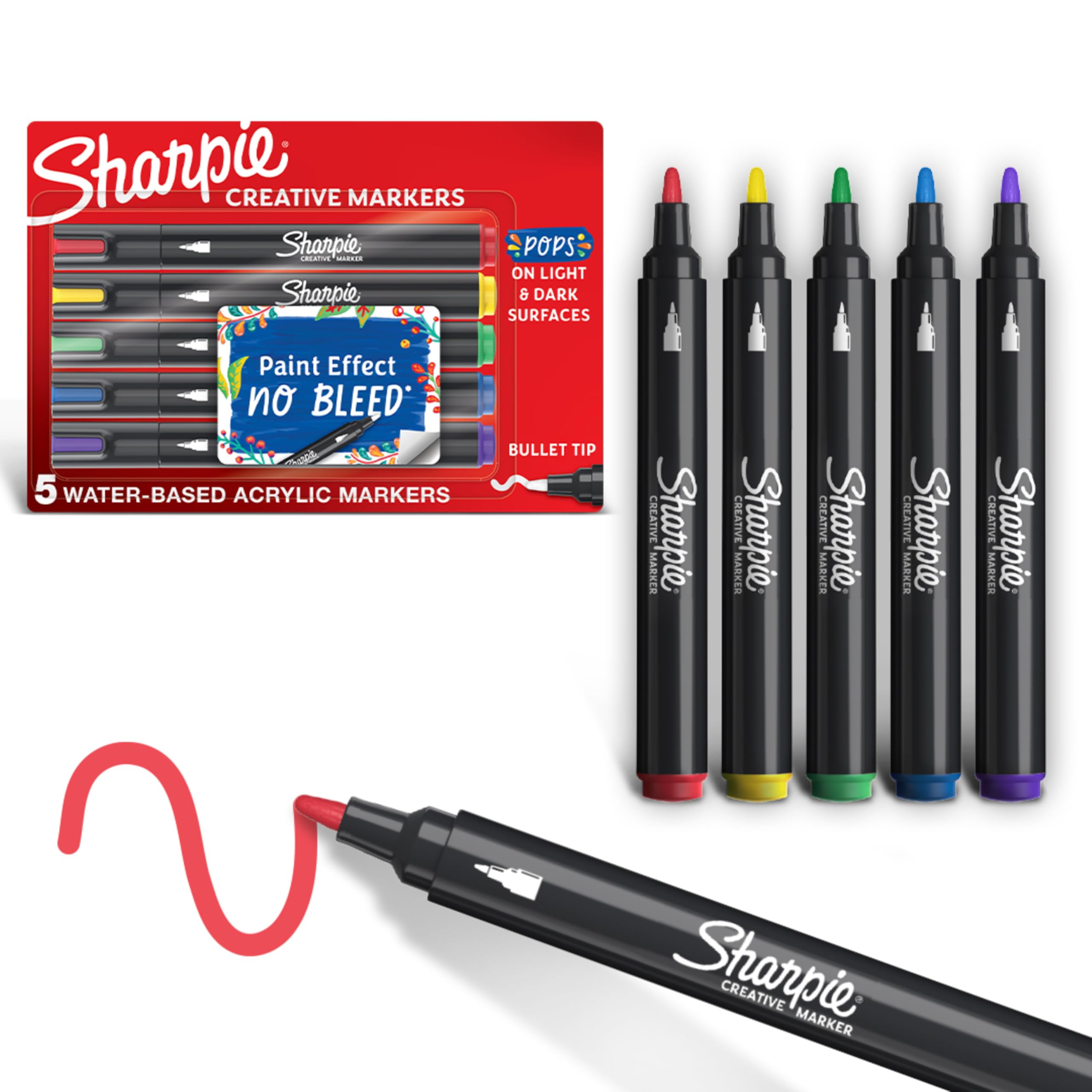 Sharpie Creative Water-Based Bullet Tip Acrylic Markers, Assorted (Pack ...