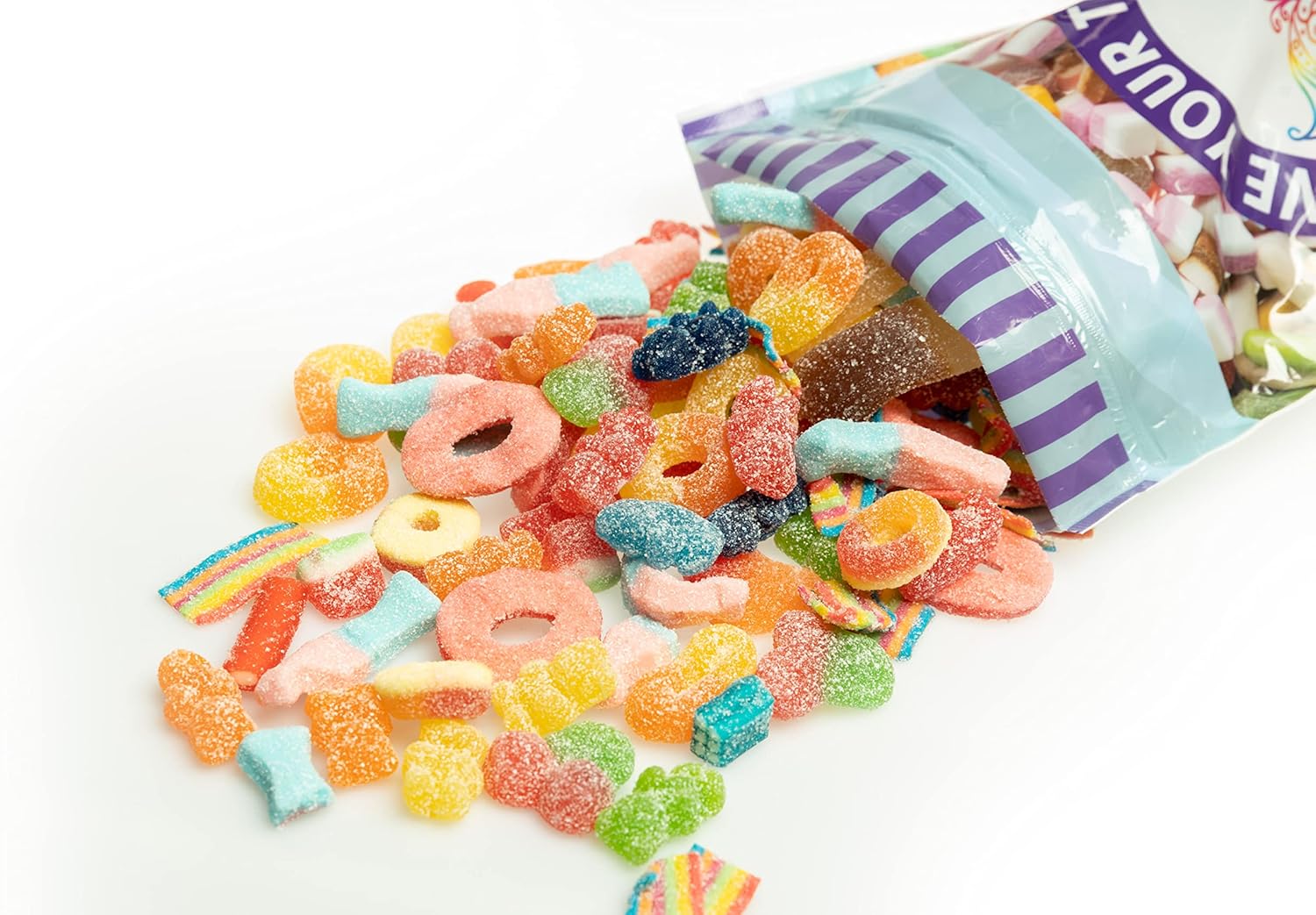 Large 1kg Retro Pouch of Classic Sour & Fizzy Sweet Assortment Pick n ...
