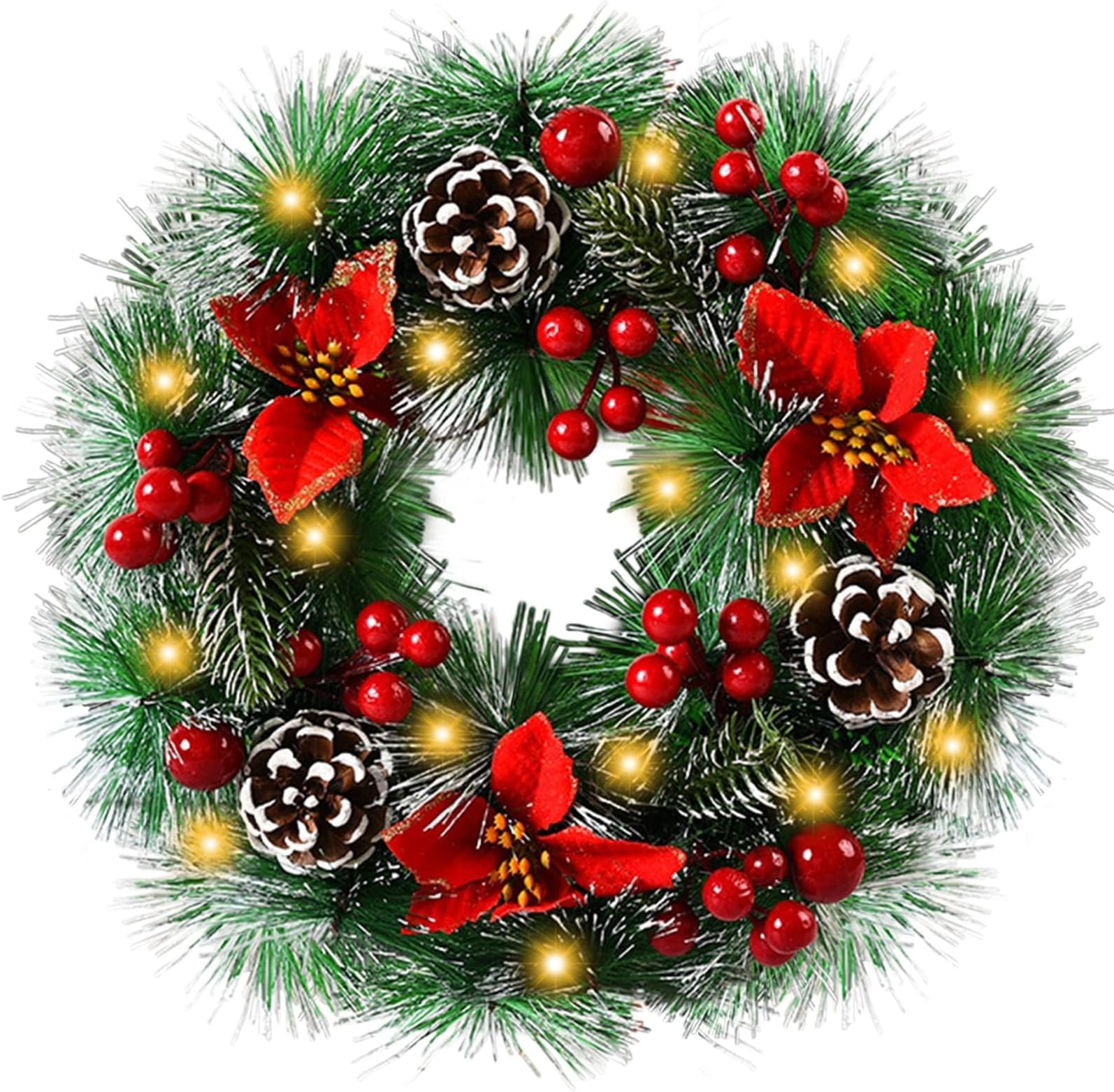 Corona de Navidad 30 cm,Guirnalda de Navidad en la Puerta Principal,con ...