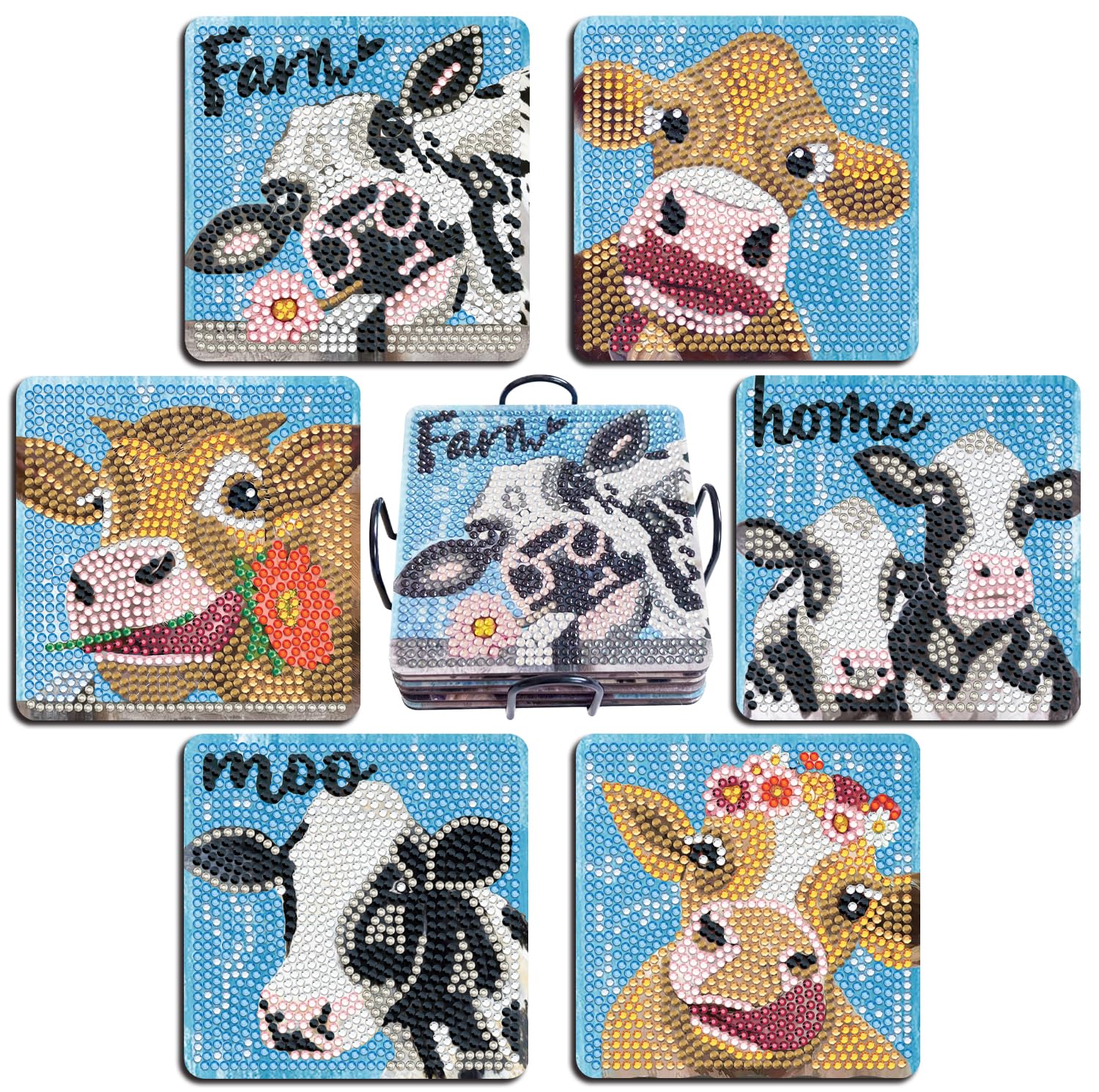 Amazon.com: Highland Cow Diamond Art Kits for Adults Coasters Mini ...