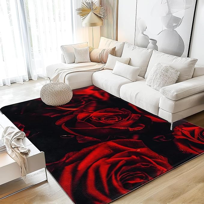 Amazon.com: Rose Area Rugs 5'x7' Machine Washable Rugs Living Room Rugs ...