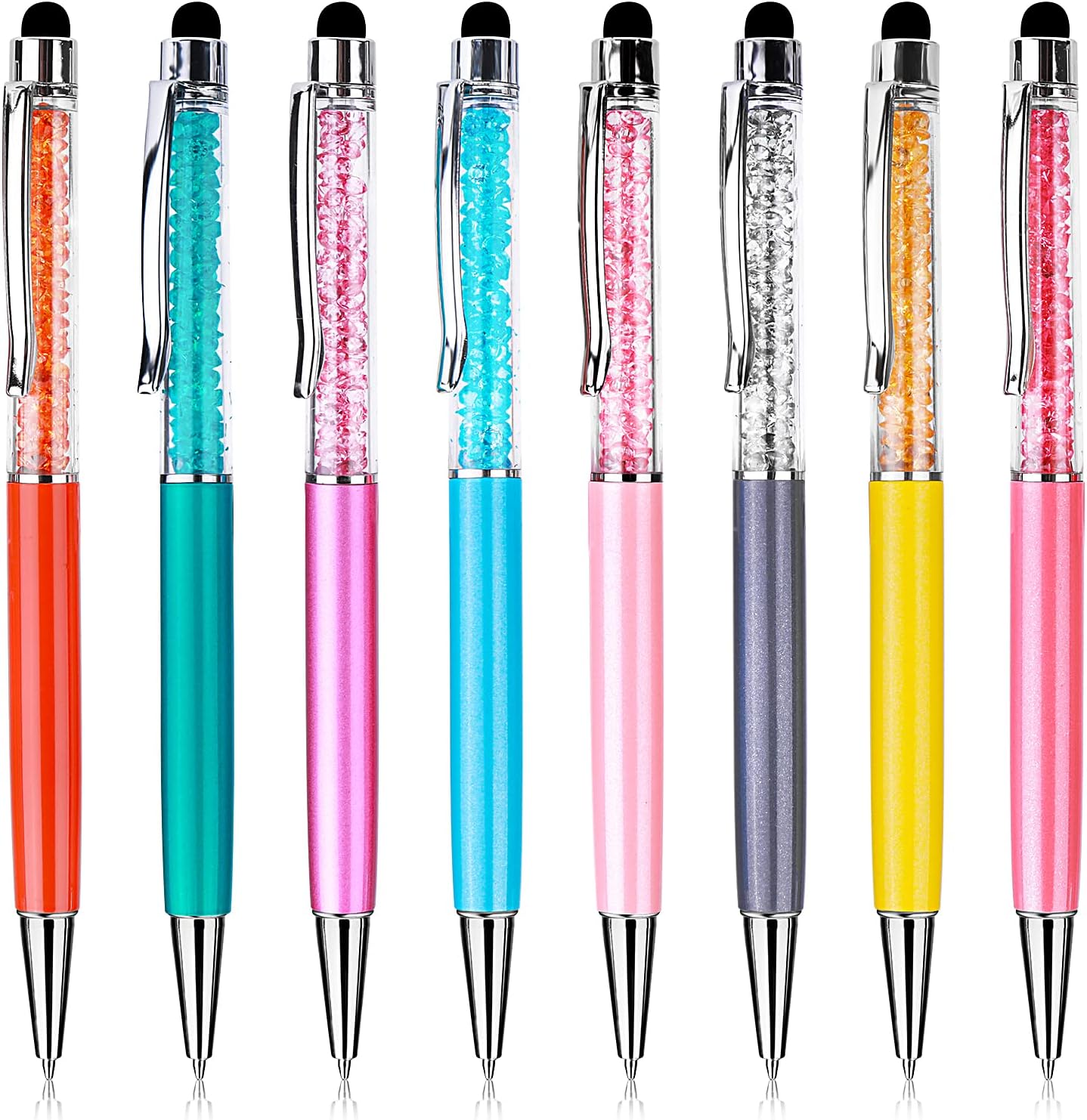 TIESOME Crystal 2 in-1 Touch Screen Ballpoint Pen, 8Pcs Crystal Stylus ...