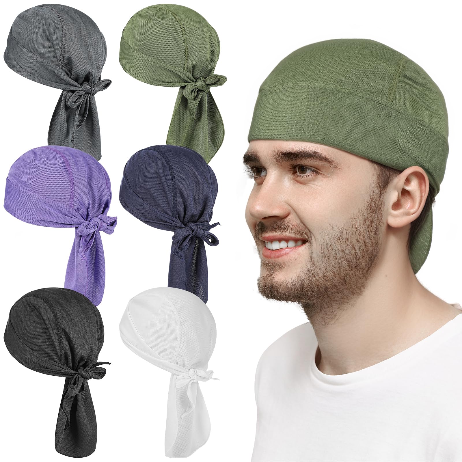 Amazon.com: WOFASHPURET Do Rag Skull Caps for Men: 6pcs Men Women Hair ...
