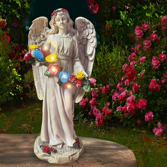 Amazon.com: Binqiuu Angel Statues for Garden, Solar Angels for Outside ...