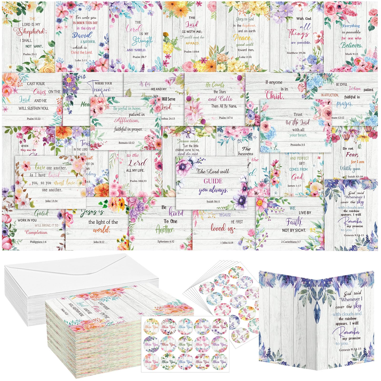 Snapklik.com : Sayglossy 120 Pack Christian Greeting Cards Bulk ...