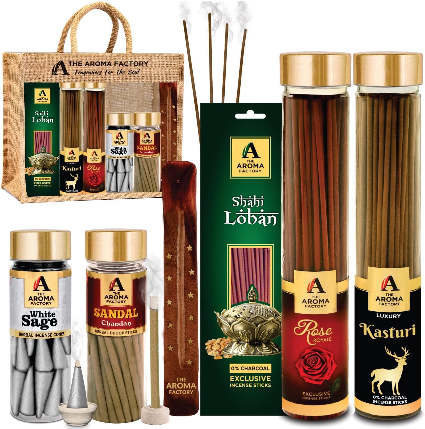 The Aroma Factory Exotic Giftpack (Rose & Kasturi Agarbatti, Sandal ...