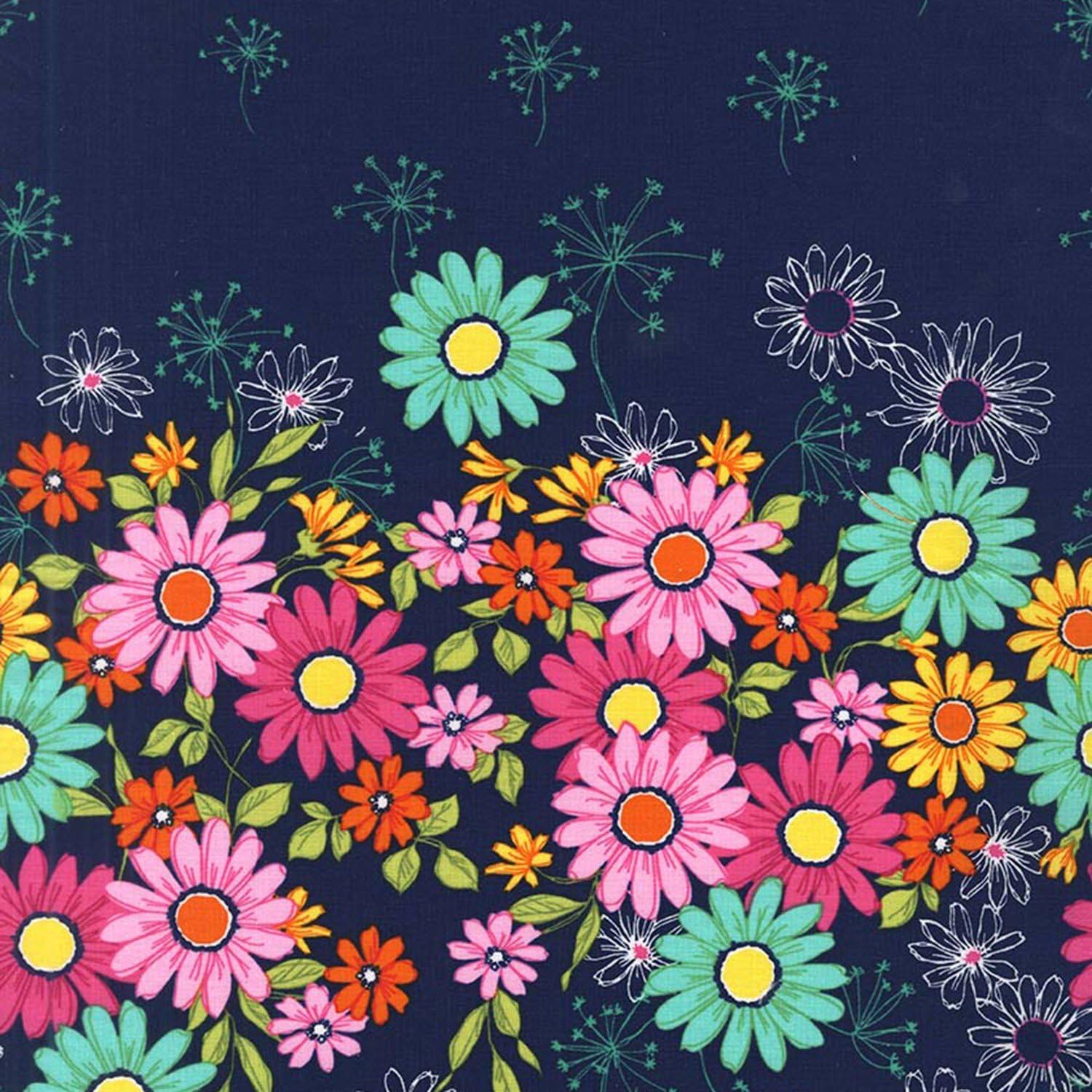 Amazon.com: DAISY FLORAL BORDER FABRIC - Daisy Floral DOUBLE BORDER ...