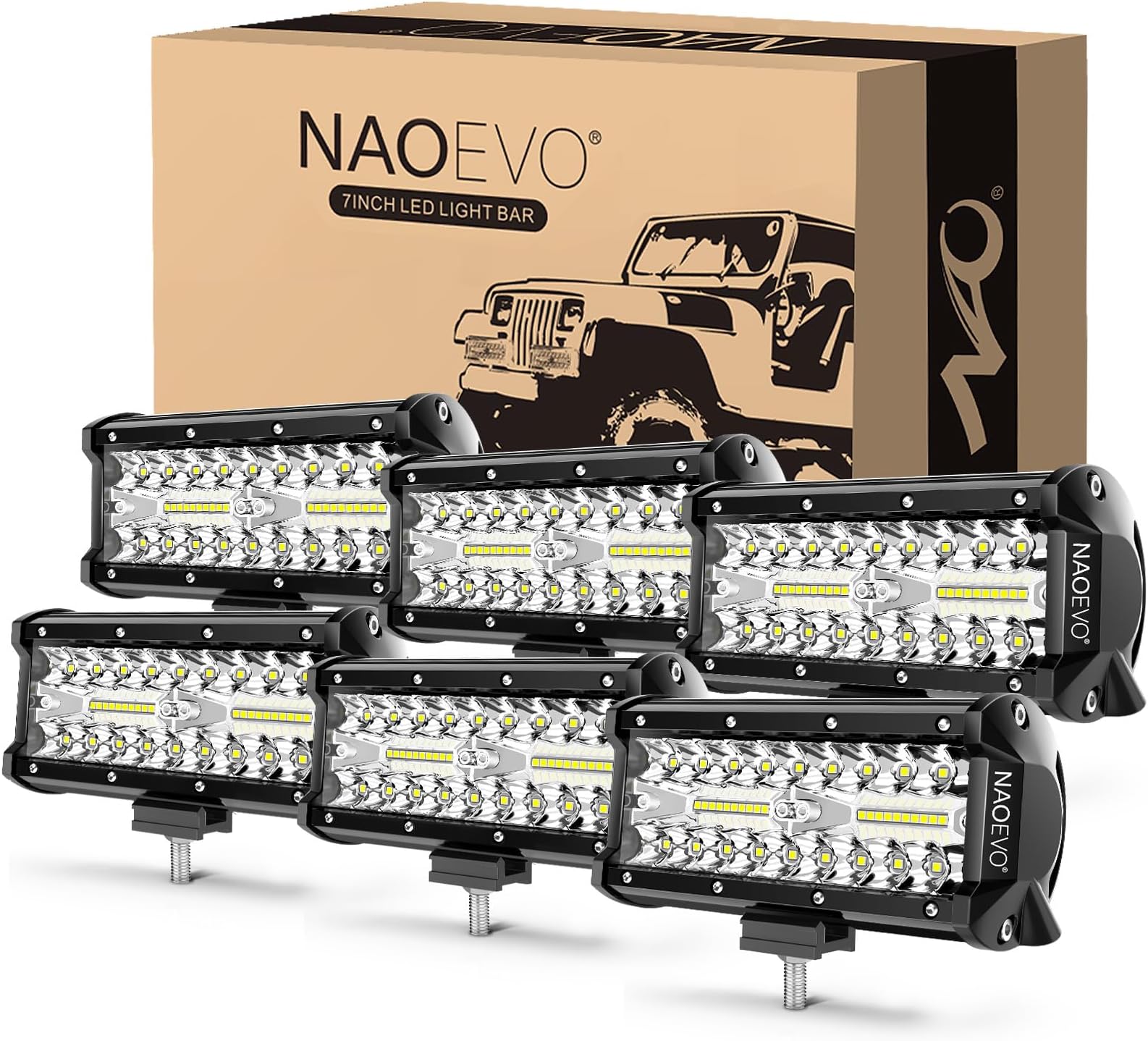 Amazon.com: NAOEVO 7 inch LED Light Bar, 720W 72,000LM Offroad Fog ...