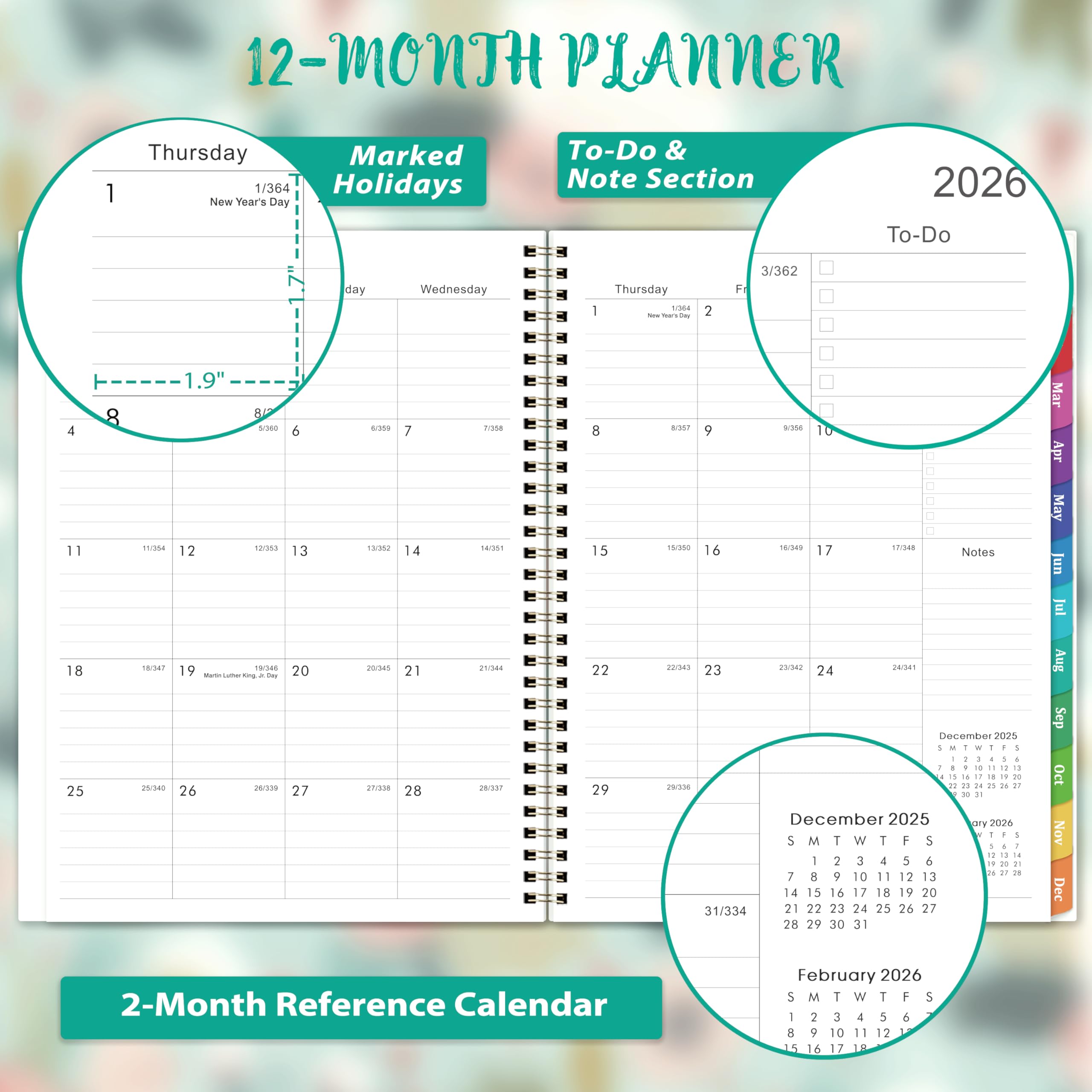 Snapklik.com : 2026 Planner - 2026 Planner Weekly And Monthly, Jan.2026 ...