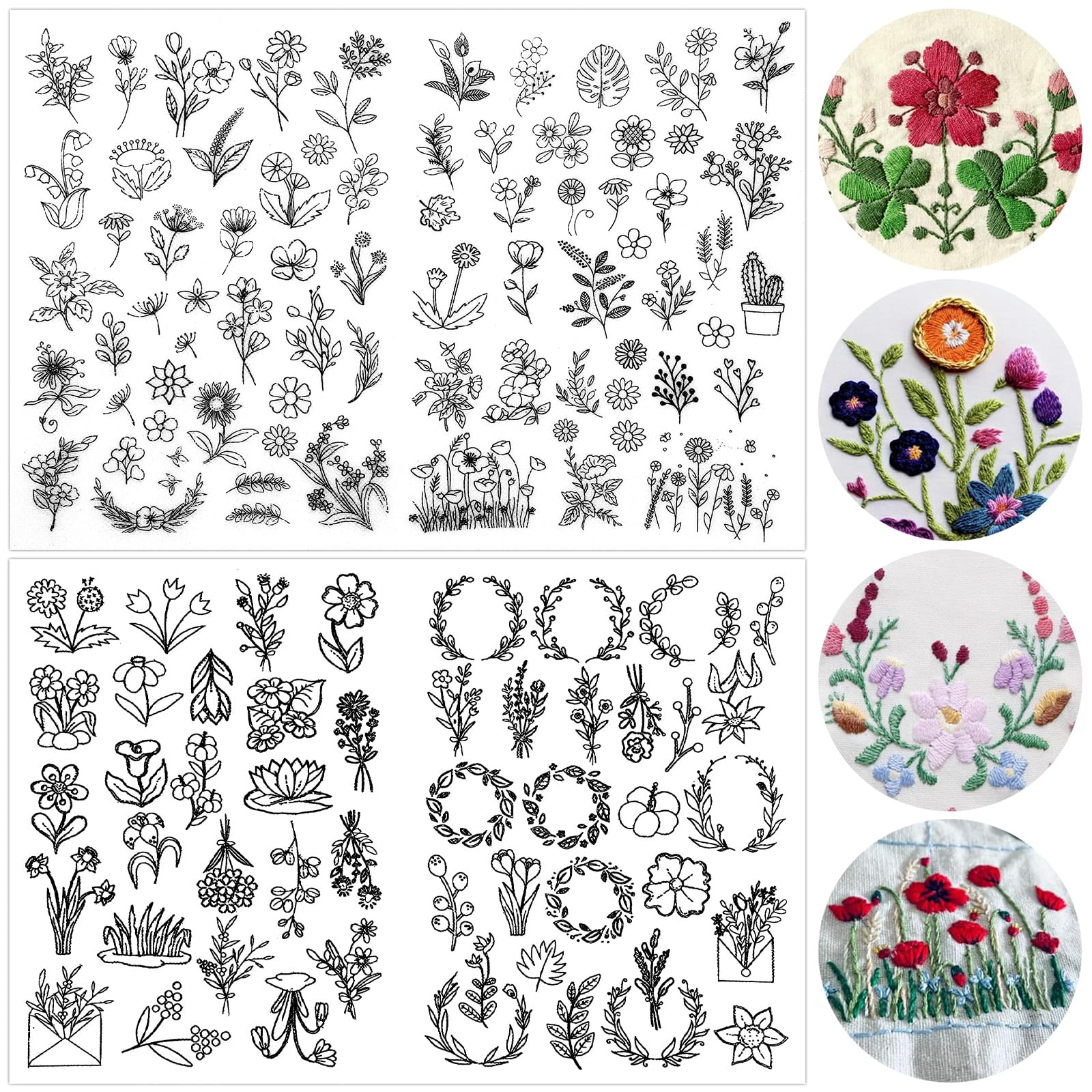 122 Pcs Water Soluble Embroidery Paper, Stick and Stitch Embroidery ...