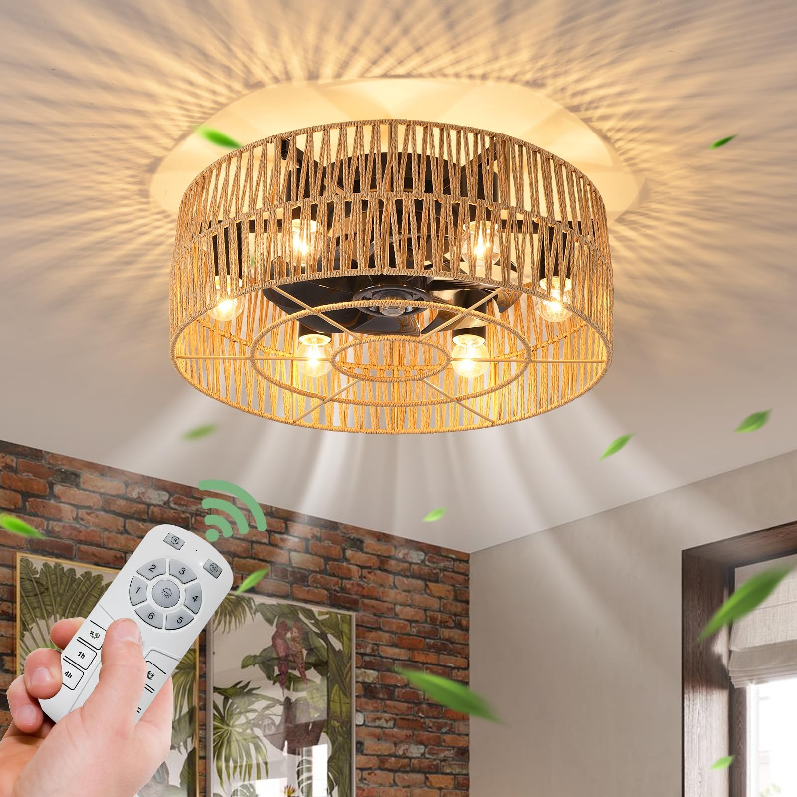Ganeed Ceiling Fans with Lights Industrial Style Farmhouse Ceiling Fan ...