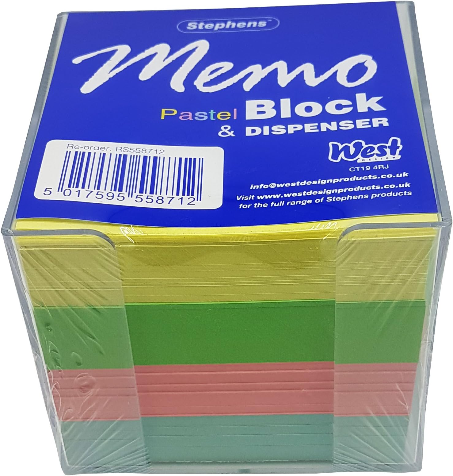 Stephens Note Paper Memo Block Dispenser Pastel Colour, Ideal Desk Note ...