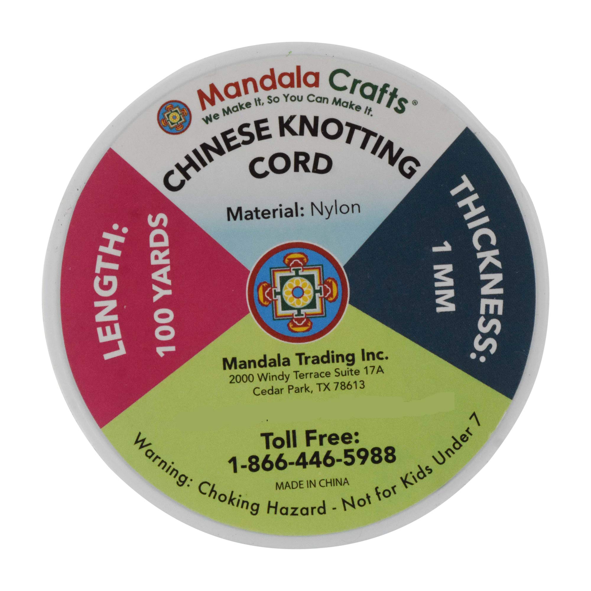 Snapklik.com : Mandala Crafts Nylon Satin Rattail Cord - 1mm Cream String