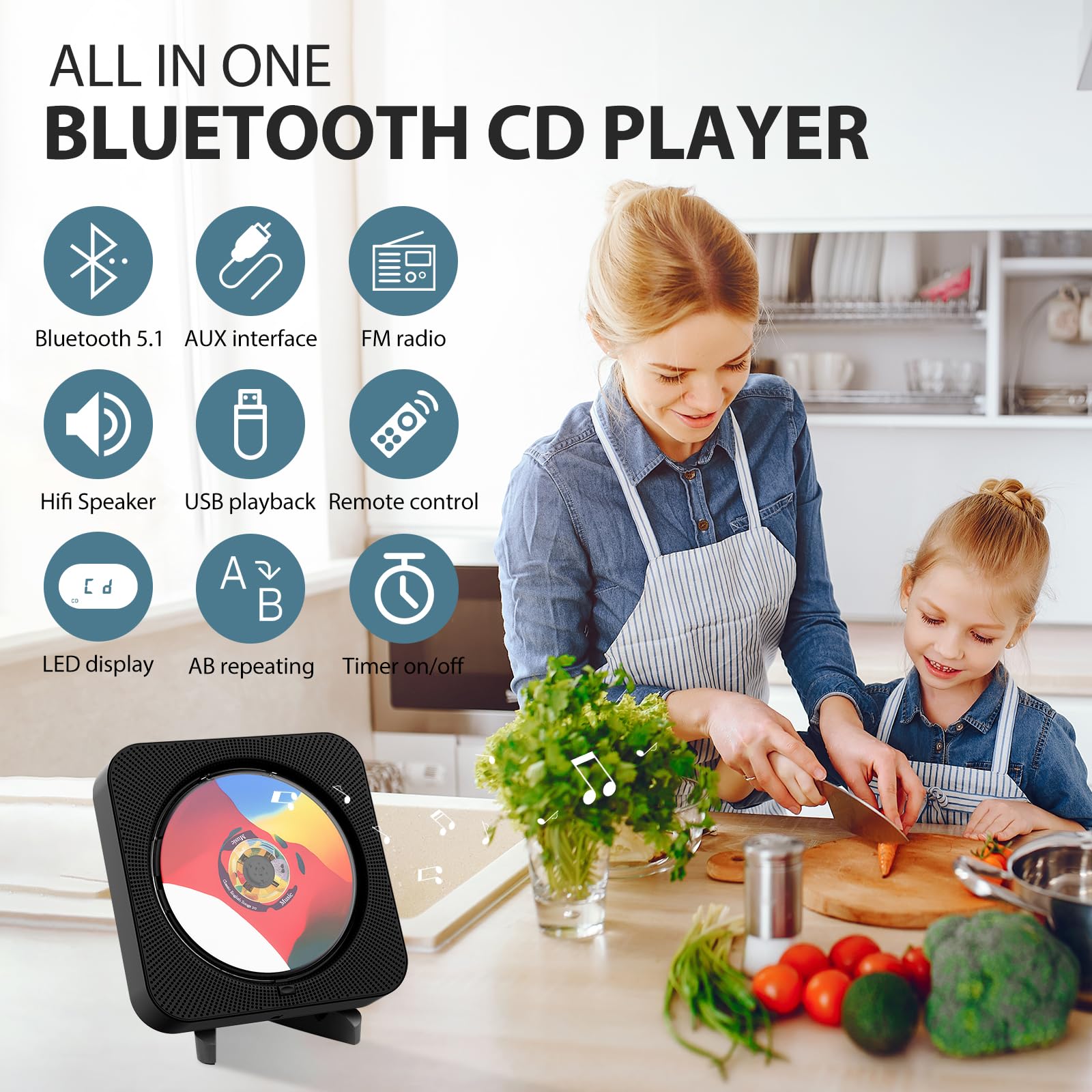 Snapklik.com : Portable Bluetooth CD Player