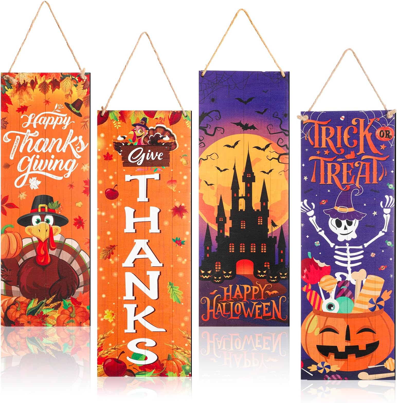 Amazon.com: Thanksgiving Fall Door Sign Set of 2, Double Sided ...