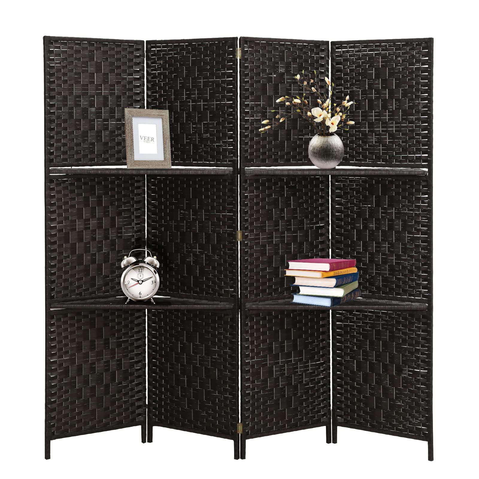 Buy ECOMEX 4 Panel Rattan Room Divider 6ft.Tall Folding Privacy Screen ...