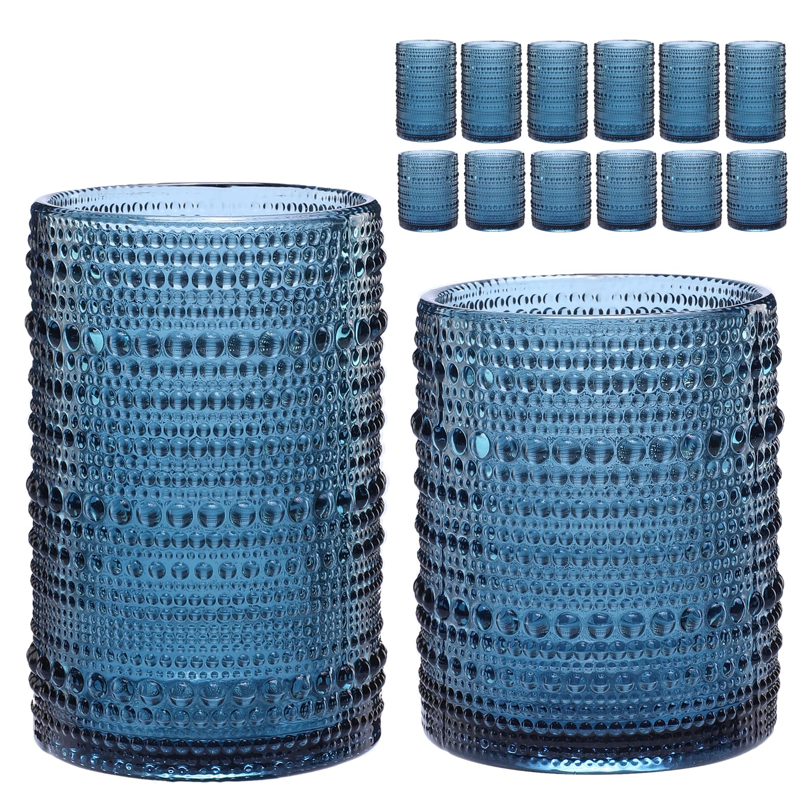 Amazon.com | ZMOWIPDL Vintage Glassware Drinking Glasses Set of 12,Blue ...