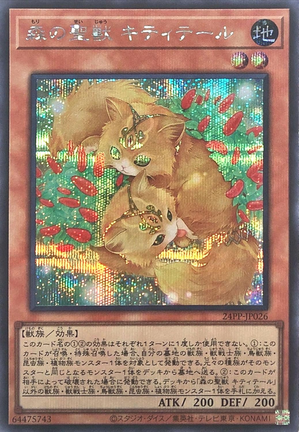 Amazon.co.jp: 遊戯王 24PP-JP026 森の聖獣キティテール シークレットレア シク プレミアムパック2024 PREMIUM PACK 2024 : おもちゃ