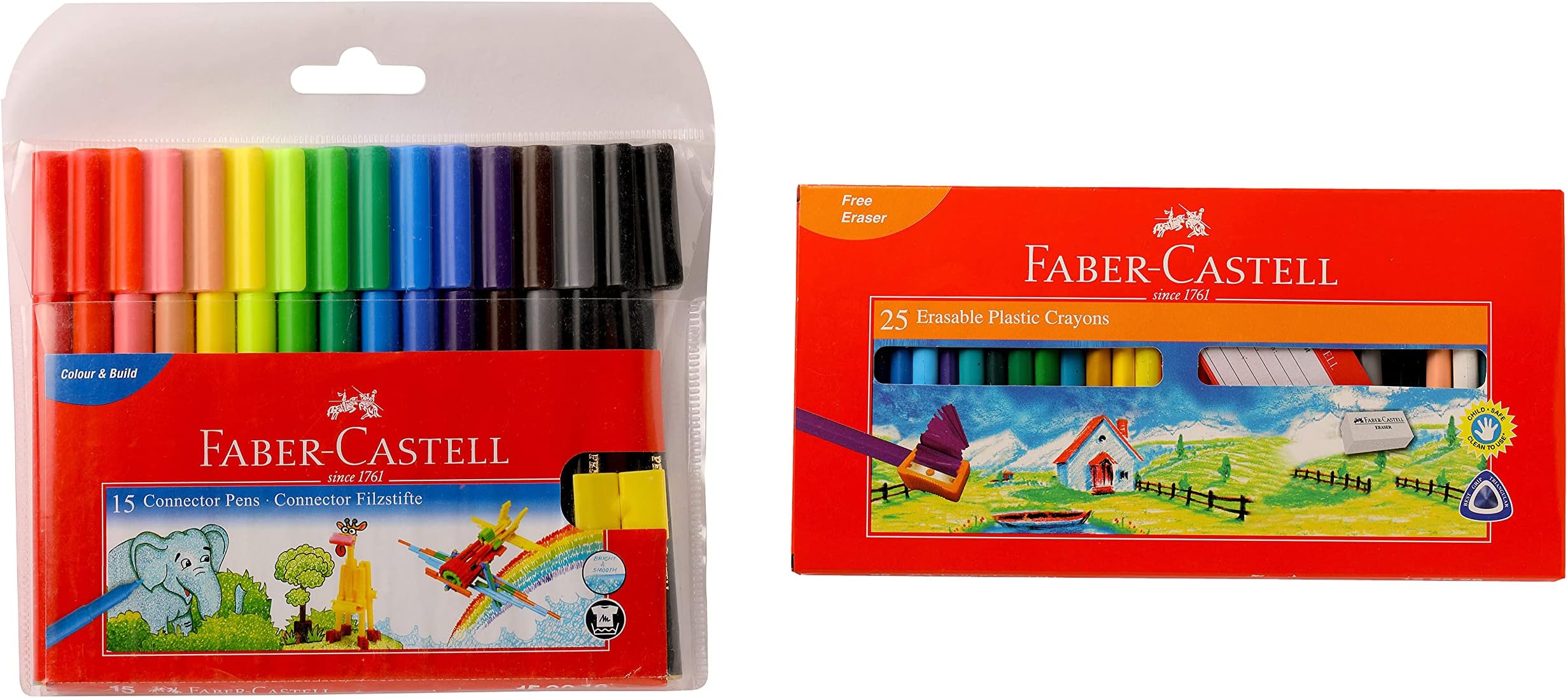 Faber-Castell Connector Pen Set - Pack of 15 (Assorted) Erasable ...