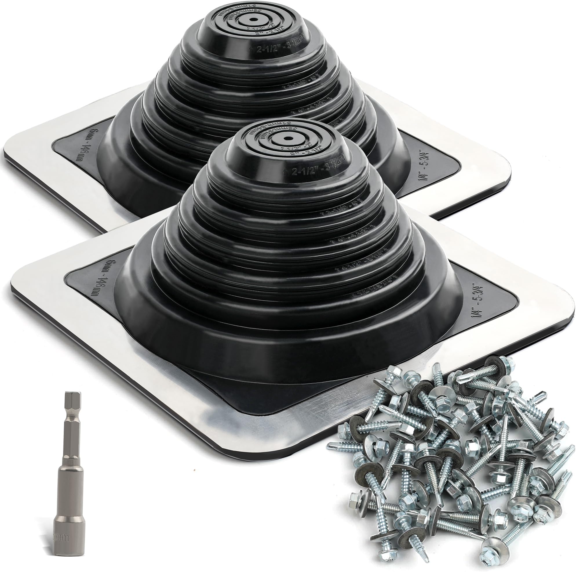 Aiwaiufu Metal Roofing Pipe Flashing Boot, Fits Pipe Diameters 1/4" - 5 ...