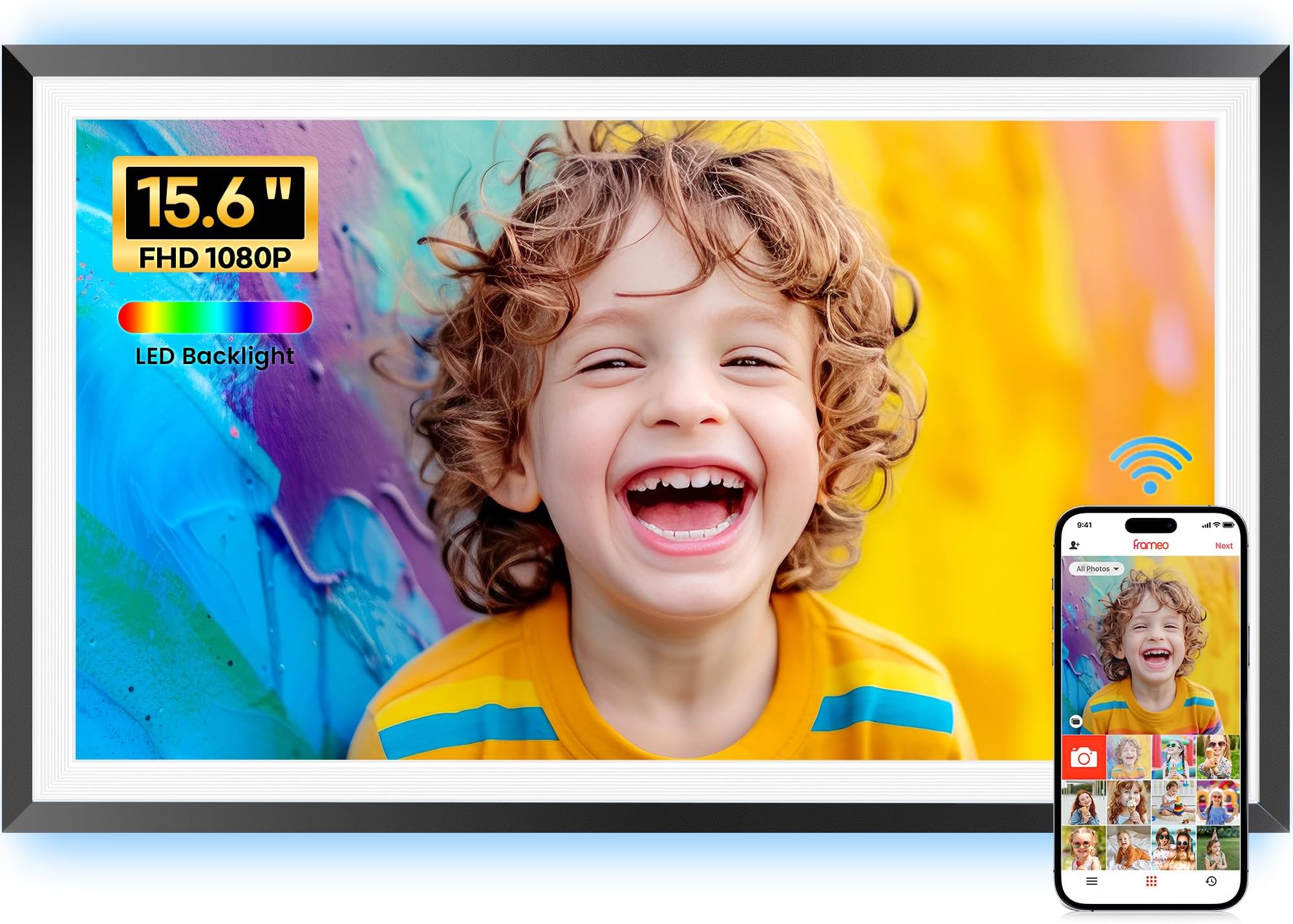 Frameo Digital Photo Frame -15.6" WiFi Large Digital Picture Frame with ...