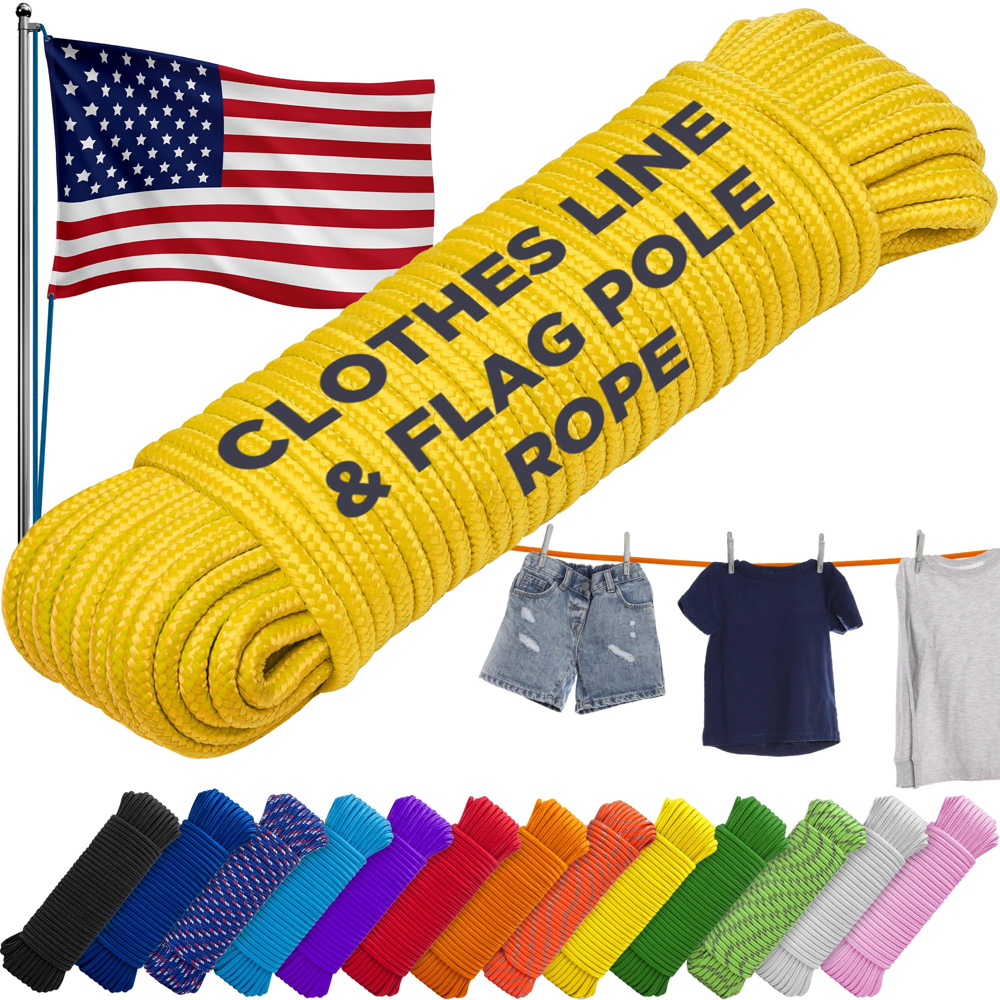 Amazon.com: TECEUM Rope – 90 Feet x 1/4 Inch (7mm) – Yellow – Strong ...