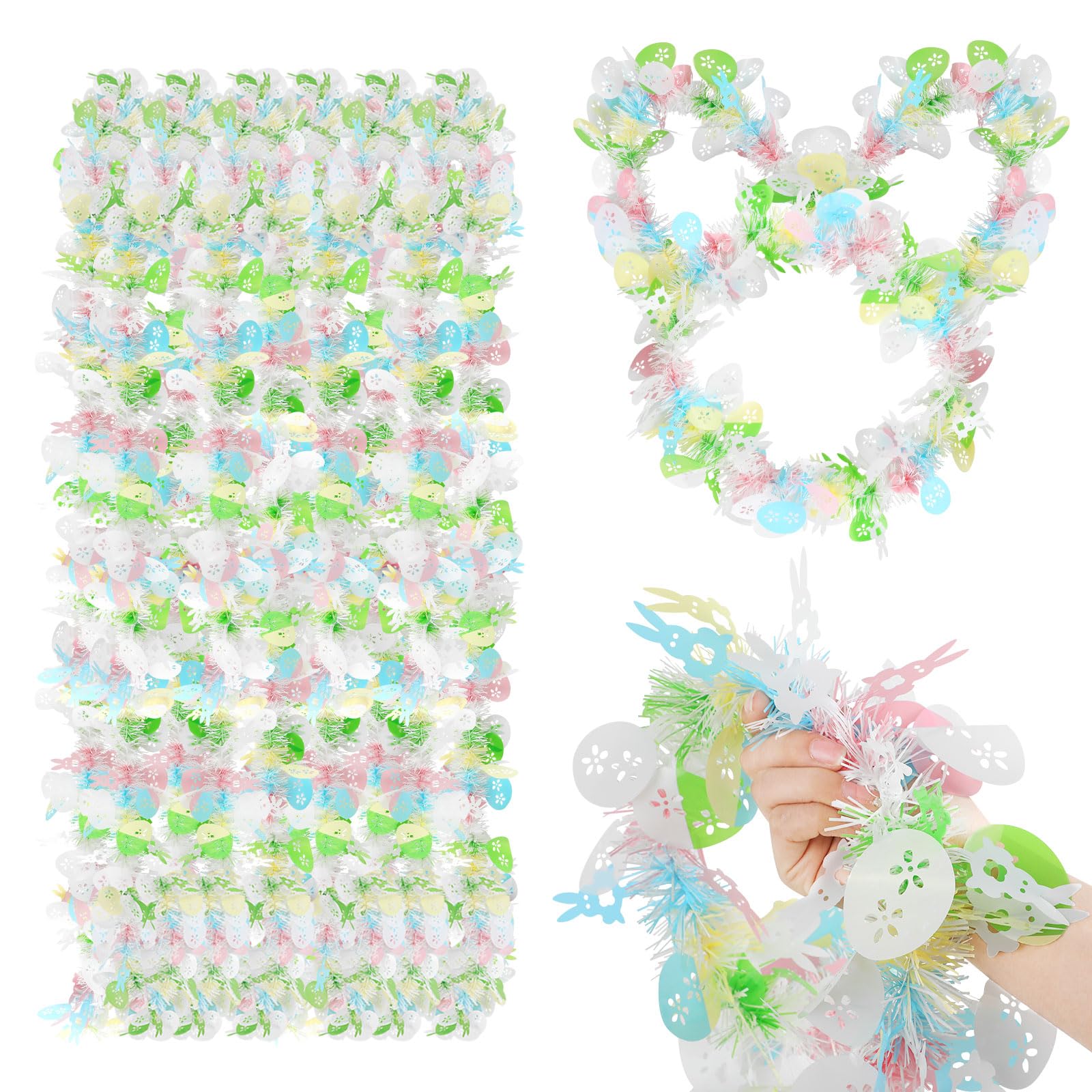 Amazon.com: CCINEE 33FT Easter Tinsel Garland, Colorful Tinsel Twist ...