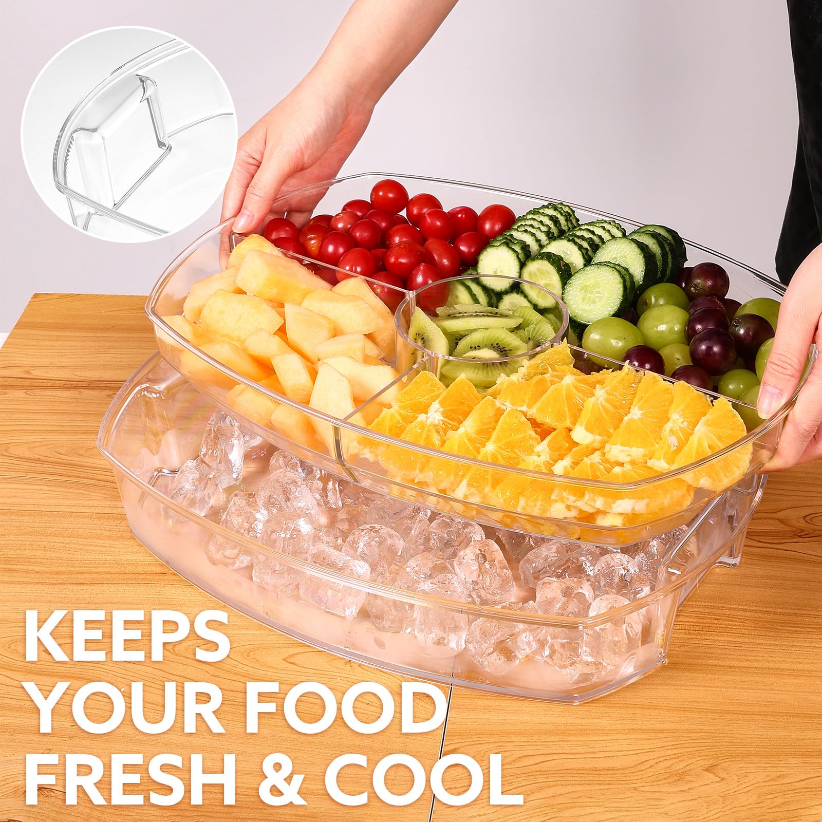 Snapklik.com : Biubumtu Large Capacity Ice Serving Tray, Fruit Trays ...