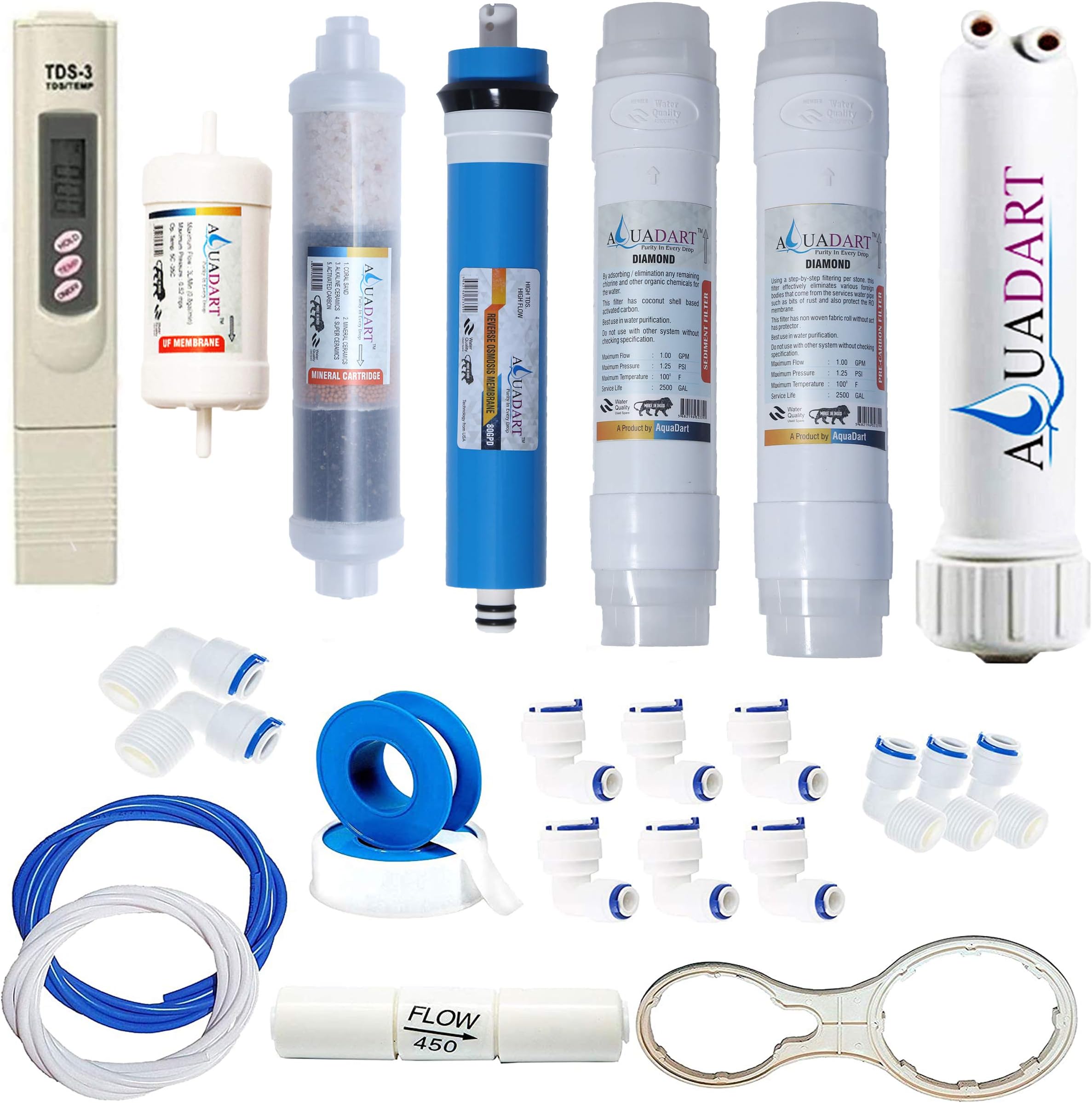 AQUA D PURE Complete RO Service Kit with 80 GPD Dry RO Membrane ...
