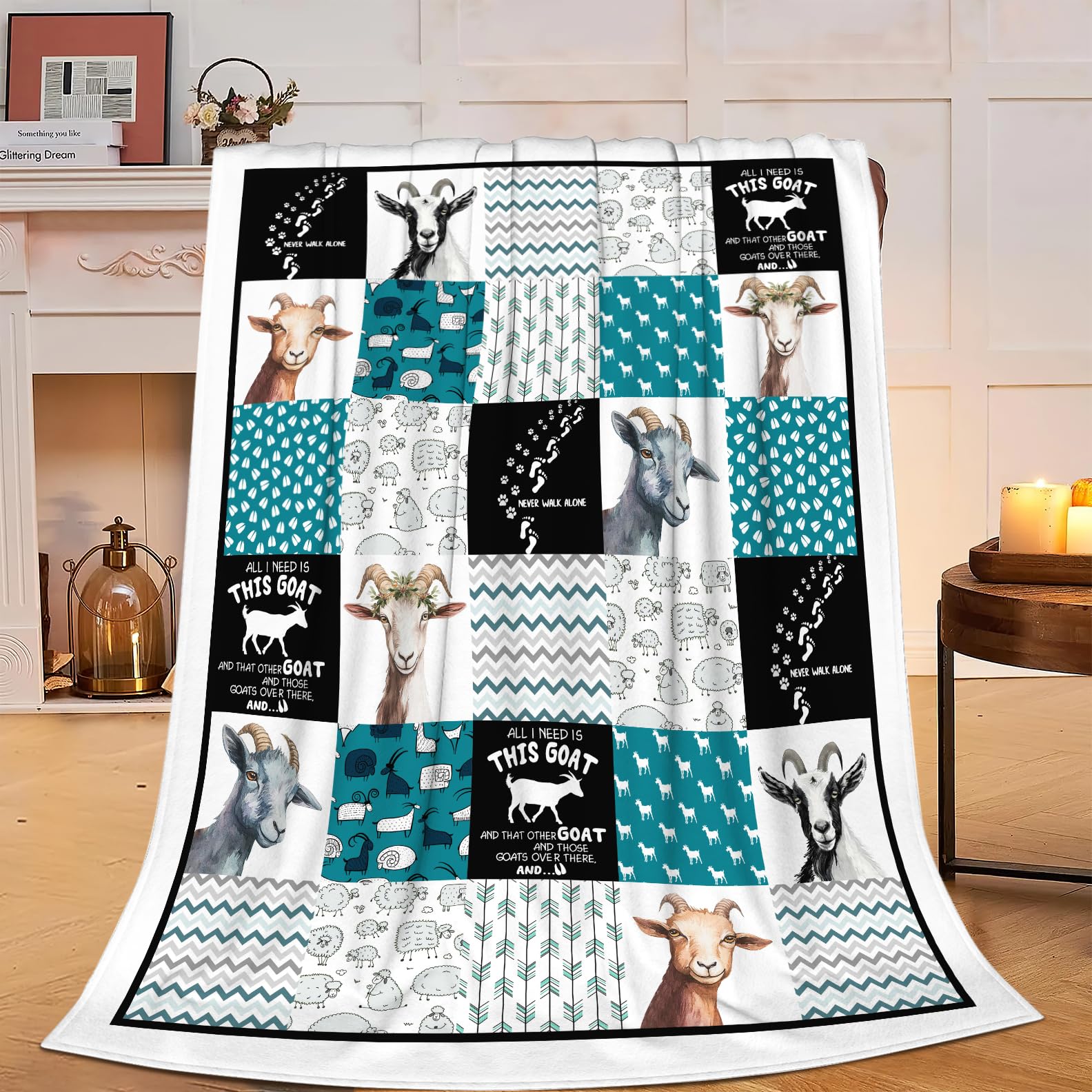 Amazon.com: Goat Blanket Soft Warm Cute Goat Flannel Plush Throw ...