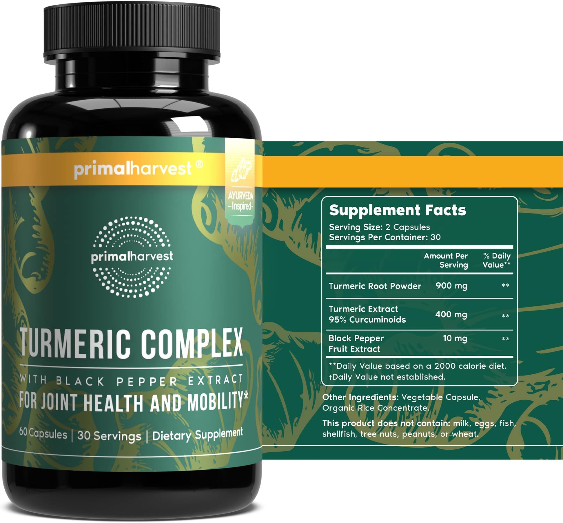 Amazon.com: Primal Harvest 1 Pack, Primal Turmeric Complex w/Black ...