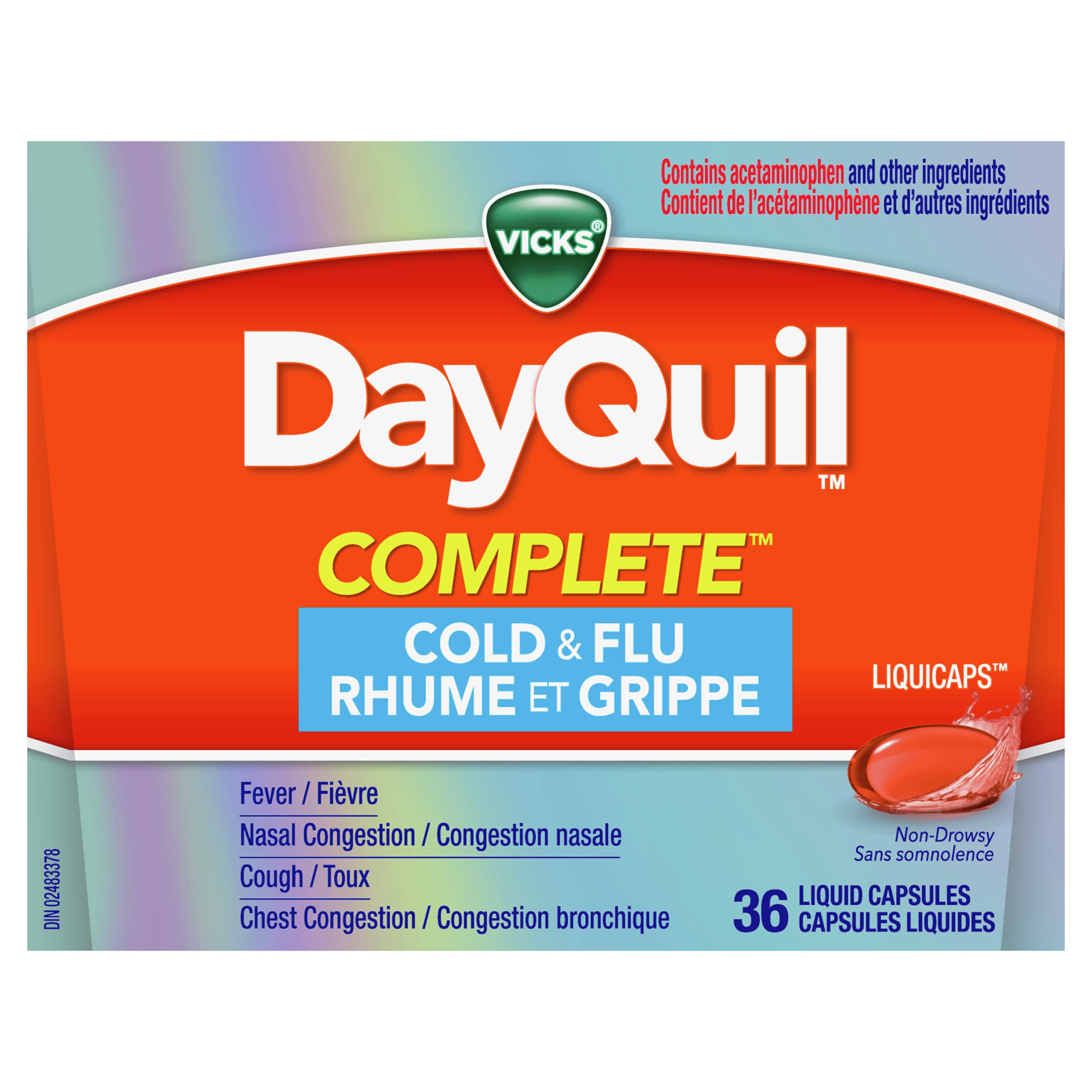 Vicks DayQuil COMPLETE Cold and Flu Symptom and Congestion Relief ...
