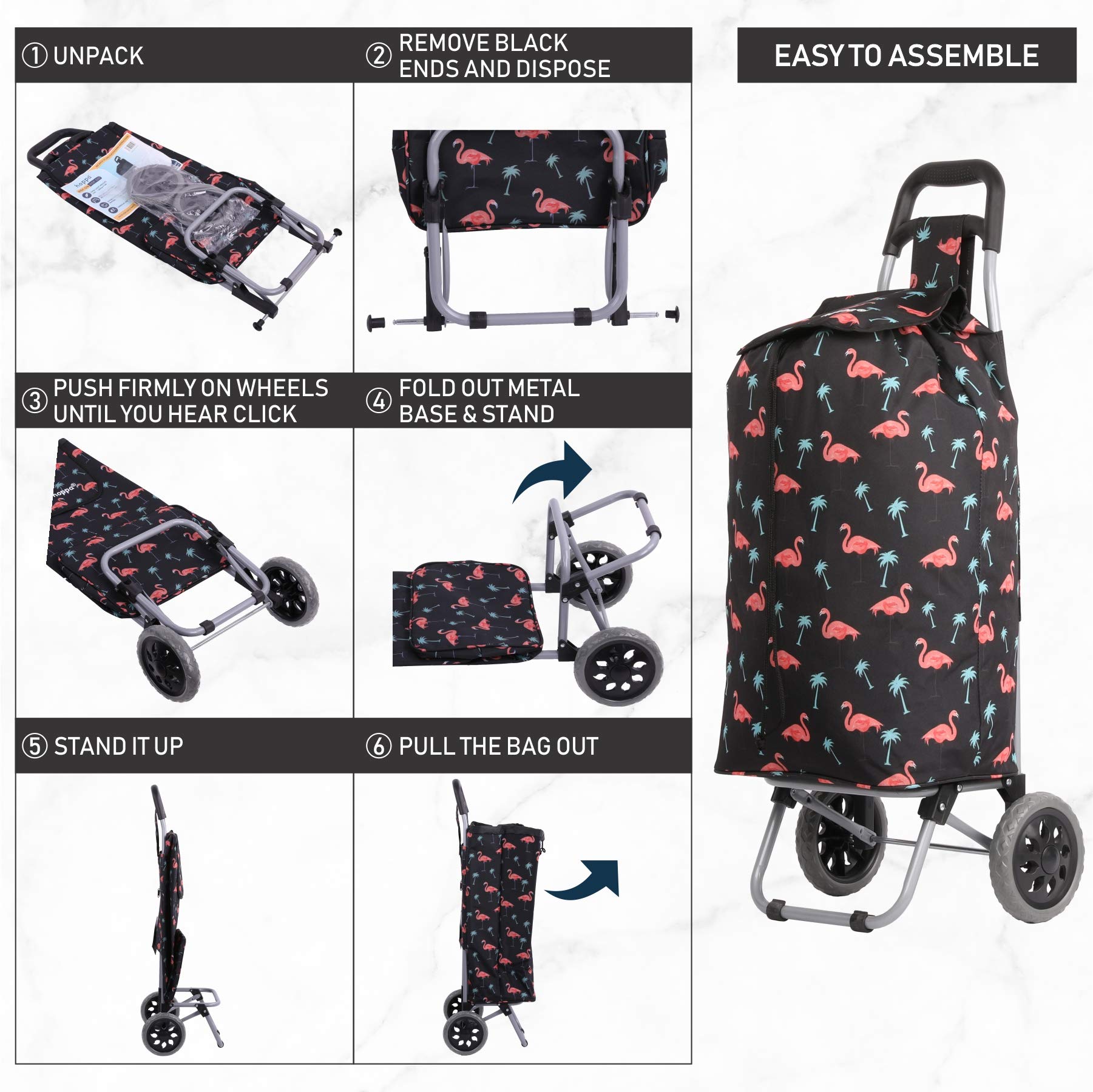 Hoppa 47Ltr Lightweight Shopping Trolley 2022 Model, Hard Wearing ...
